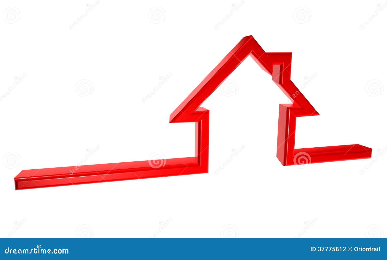 3D Red House Symbol on White Background Stock Illustration ...