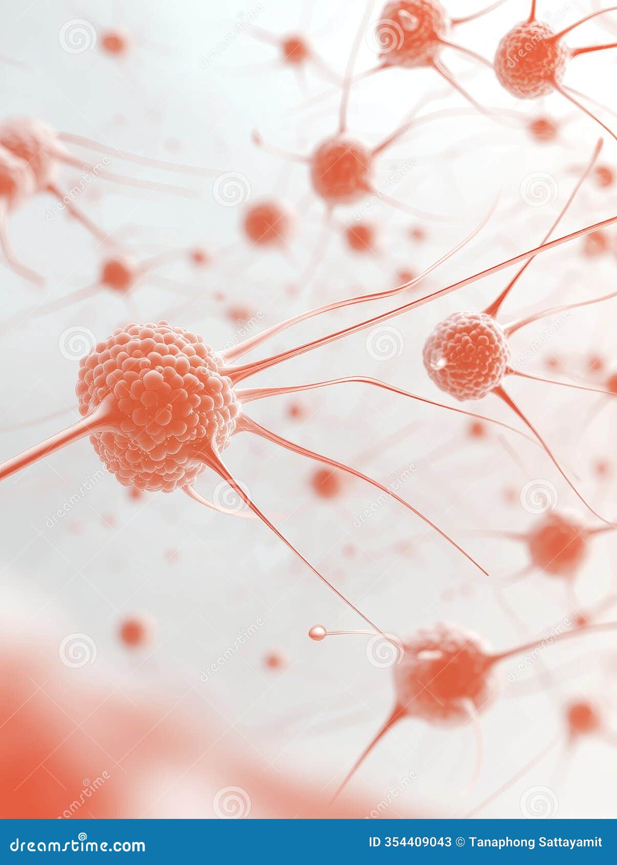 3D Render of Red Human Cancer Cells Microscopic View of Red Cancer ...