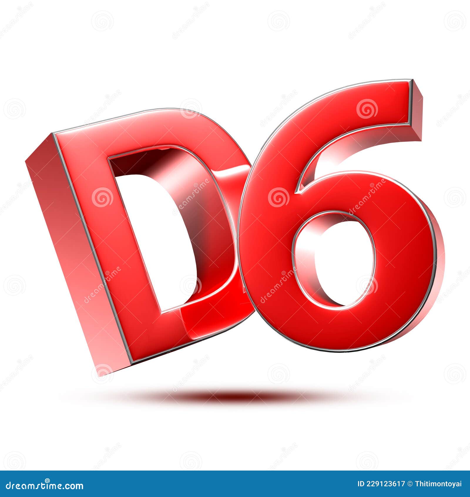 D6 red. stock illustration. Illustration of lettering - 229123617
