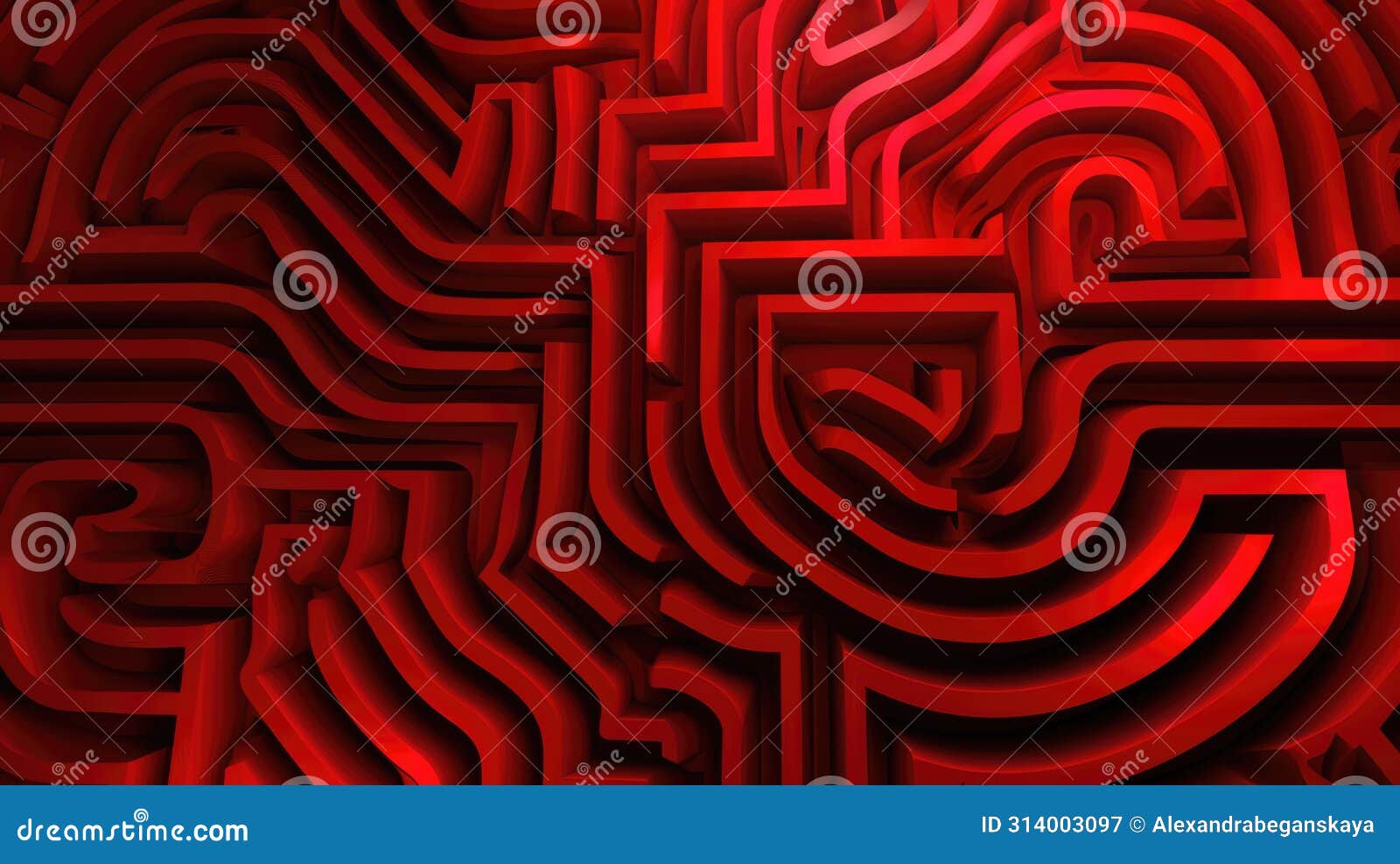 3D Red Labyrinth Maze. Concept of Challenge, Complexity, and Problem ...