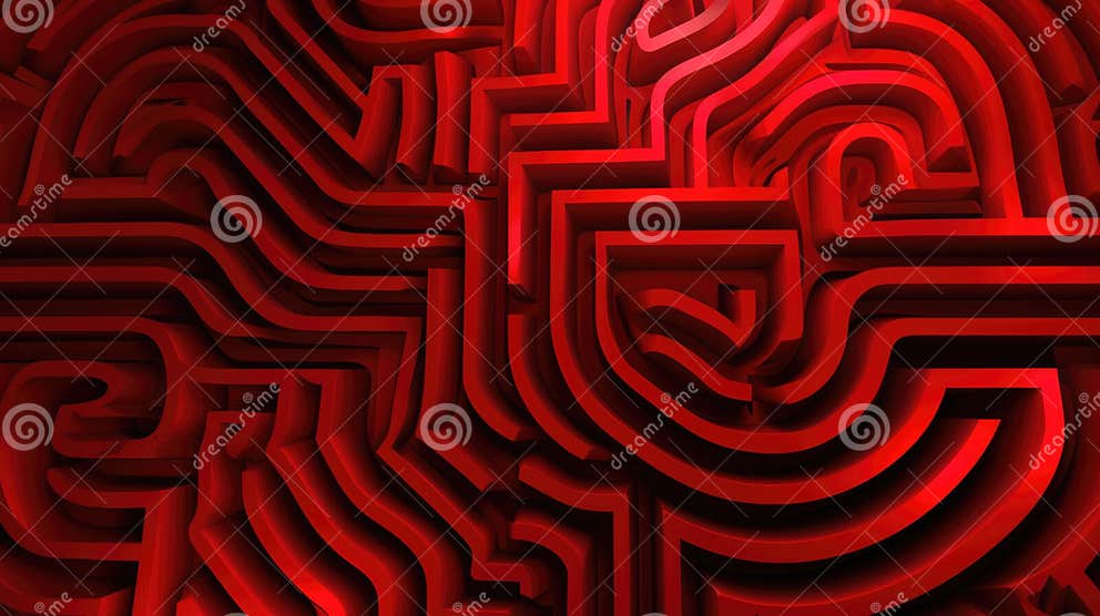 3D Red Labyrinth Maze. Concept of Challenge, Complexity, and Problem ...