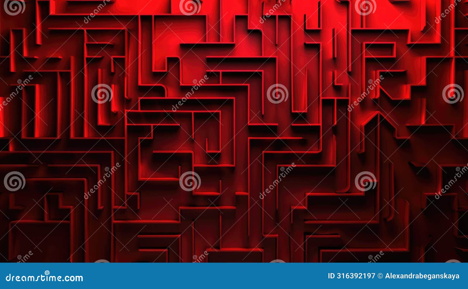 3D Red Labyrinth Maze. Concept of Challenge, Complexity, and Problem ...