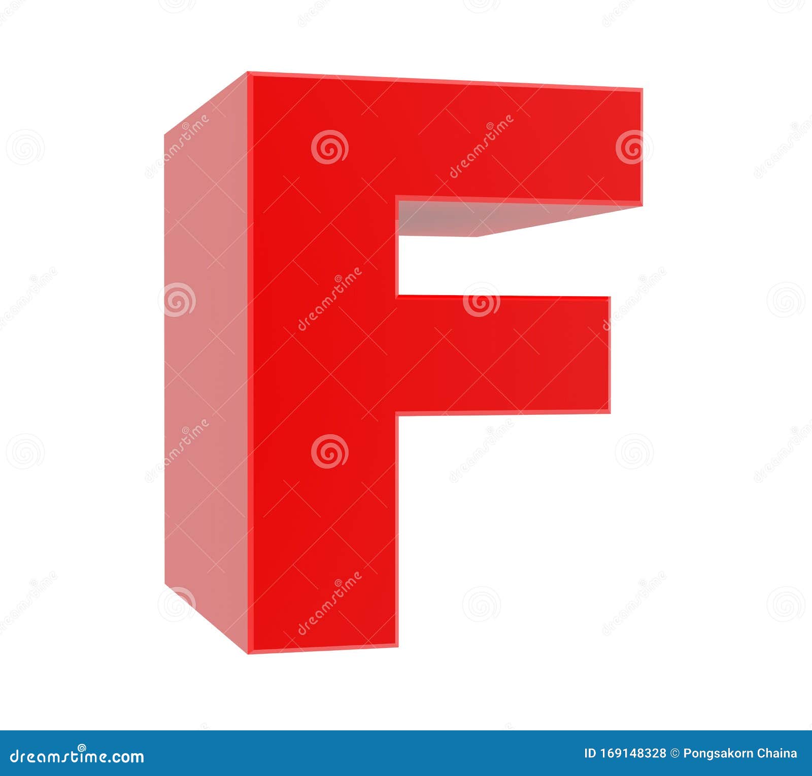 3d Red Letter F Collection on White Background Stock Illustration ...