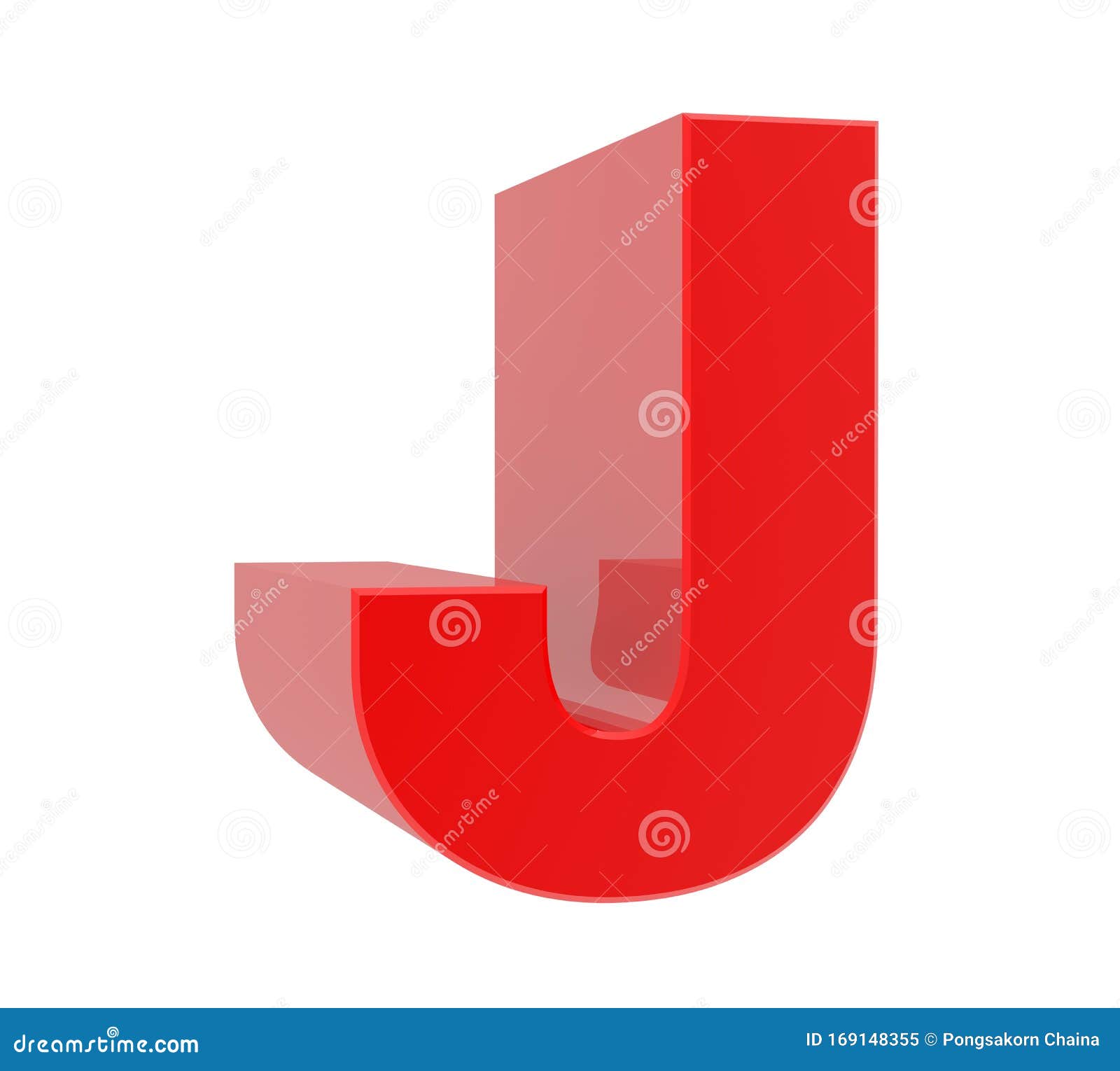 3d Red Letter J Collection on White Background Stock Illustration ...