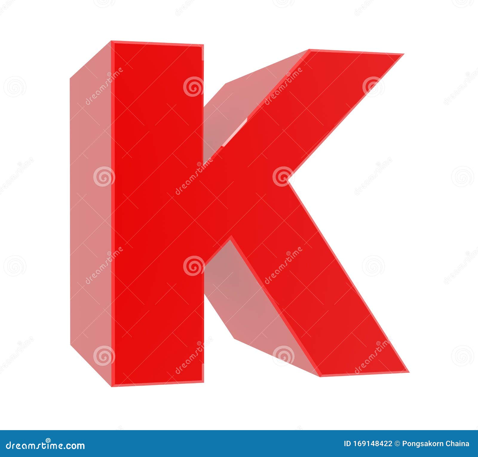 3d Red Letter K Collection on White Background Stock Illustration ...