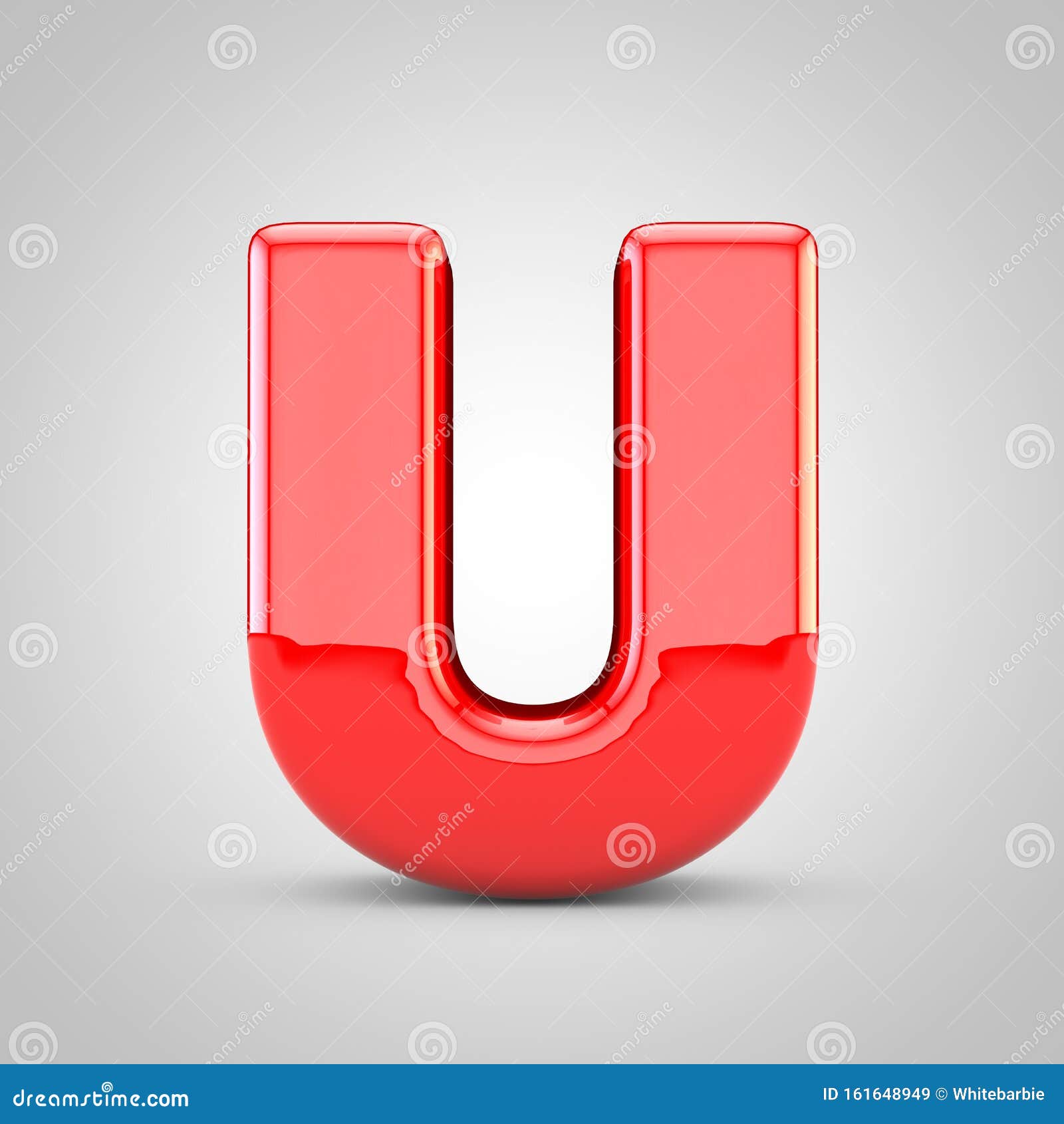 3D Red Letter U Uppercase Isolated White Background Stock Illustration ...