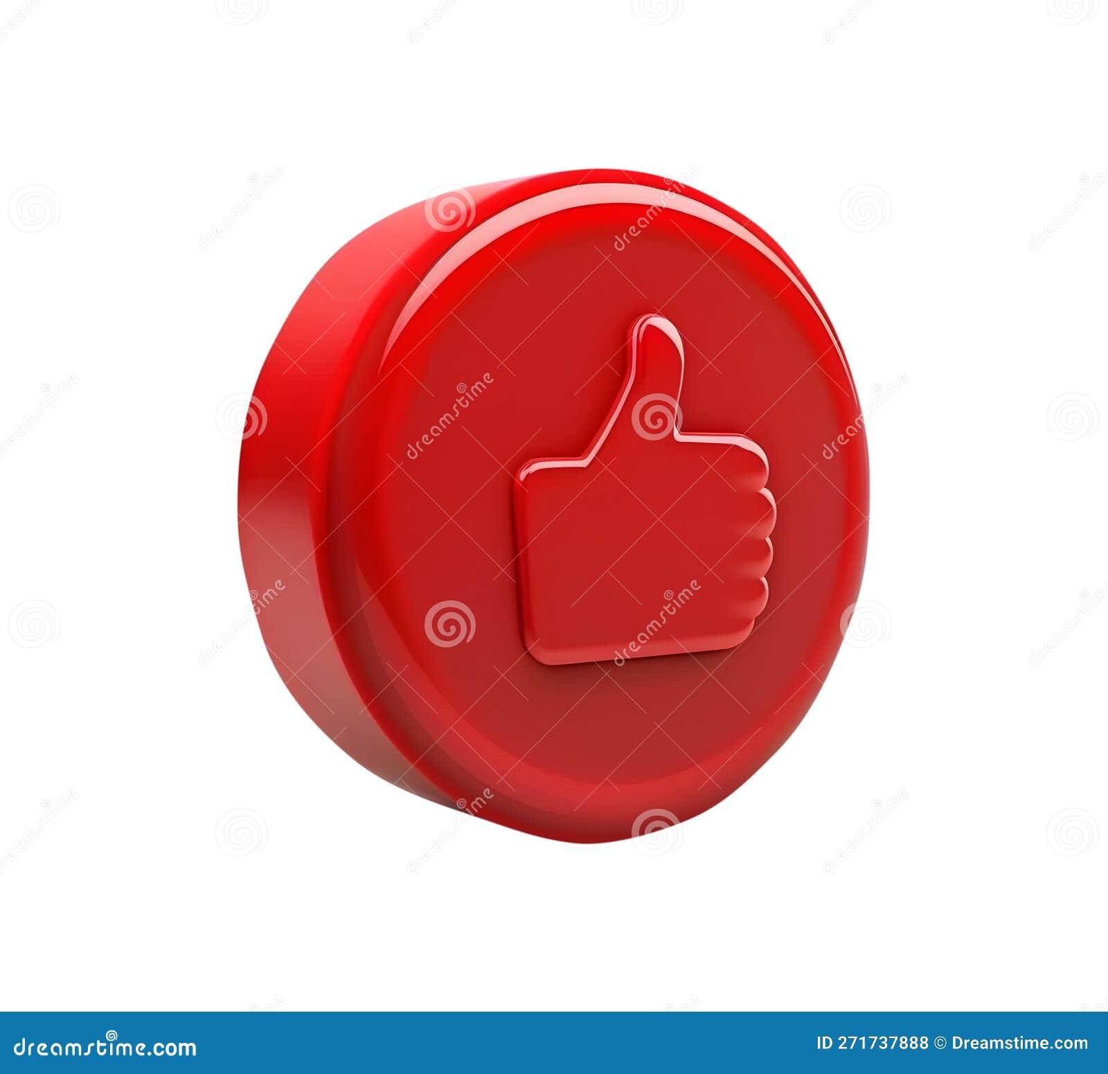 3d Red Like Button with Thumb Up Isolated on White Stock Illustration ...