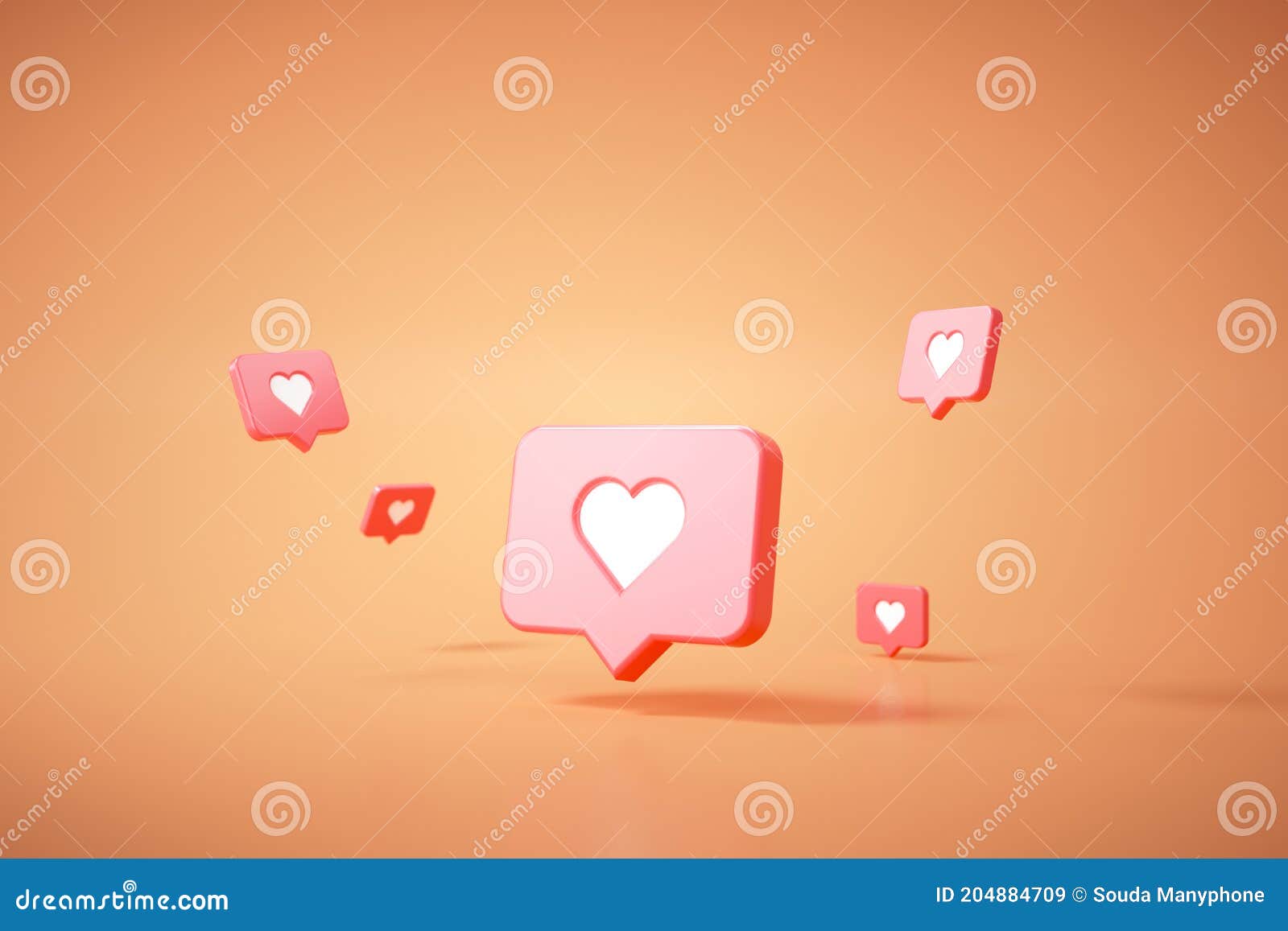 3D Red Like Icon on an Orange Background Stock Illustration ...