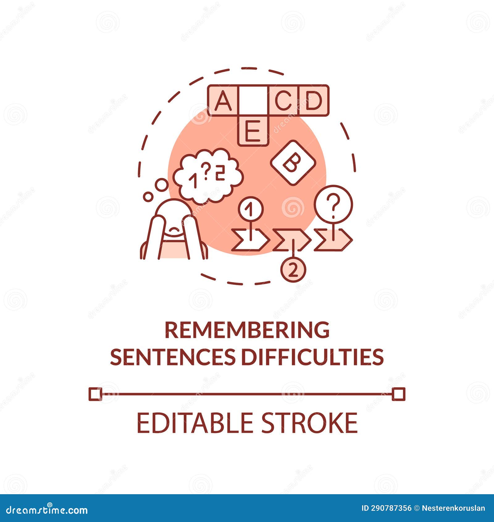 2D Red Line Icon Remembering Sentence Difficulties Concept Stock ...