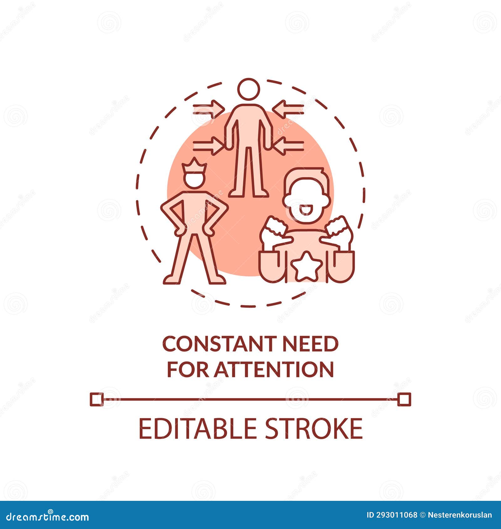 2D Red Linear Icon Constant Need for Attention Concept Stock Vector ...