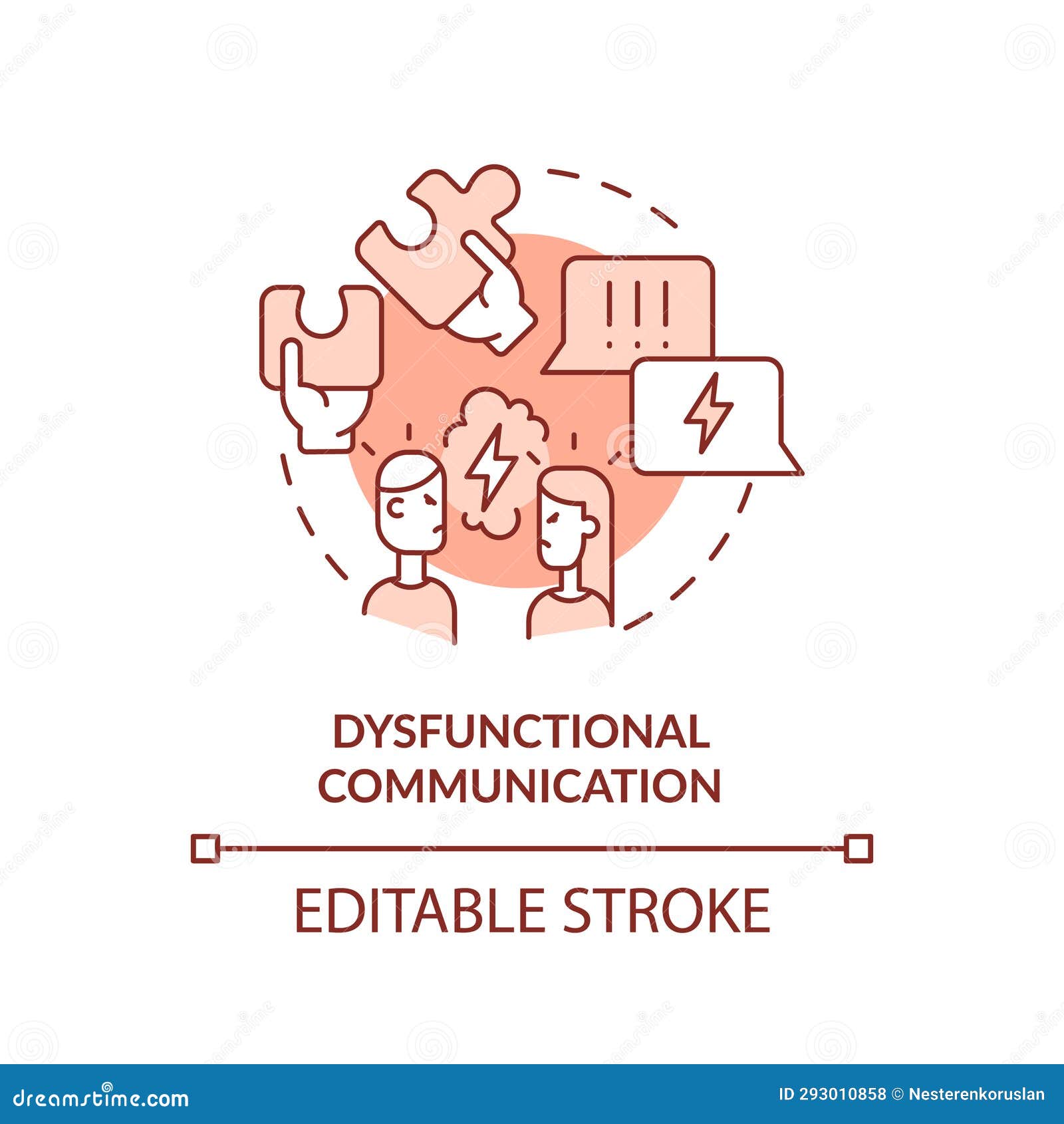 2D Red Linear Icon Dysfunctional Communication Concept Vector ...