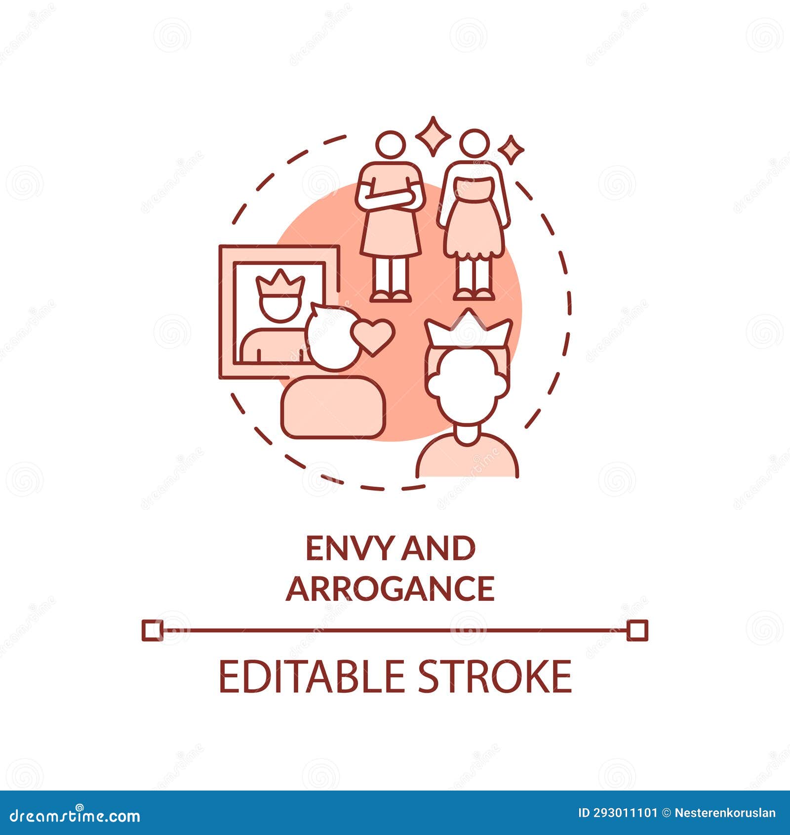 2D Red Linear Icon Envy and Arrogance Concept Stock Illustration ...