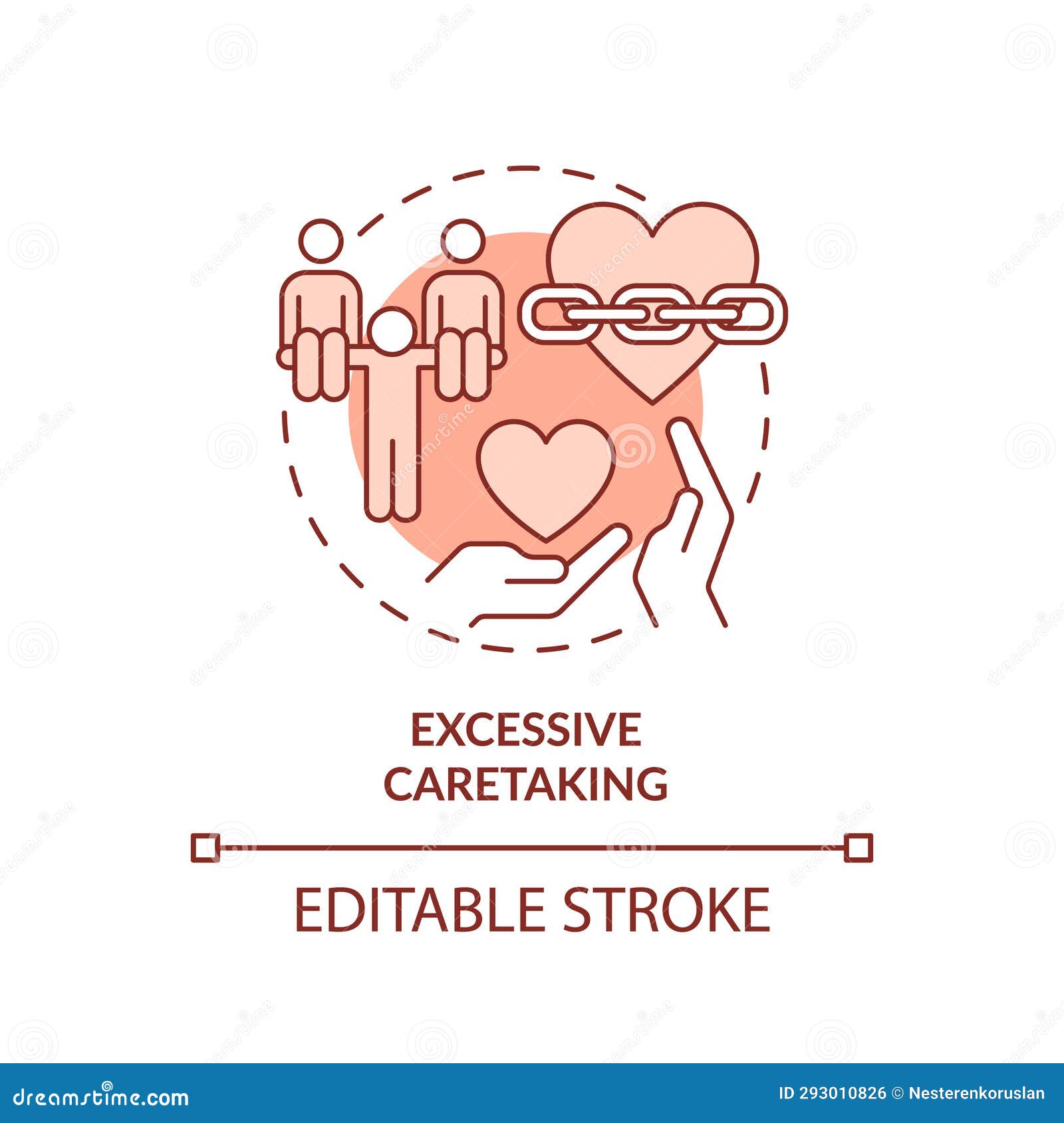 2D Red Linear Icon Excessive Caretaking Concept Stock Vector ...