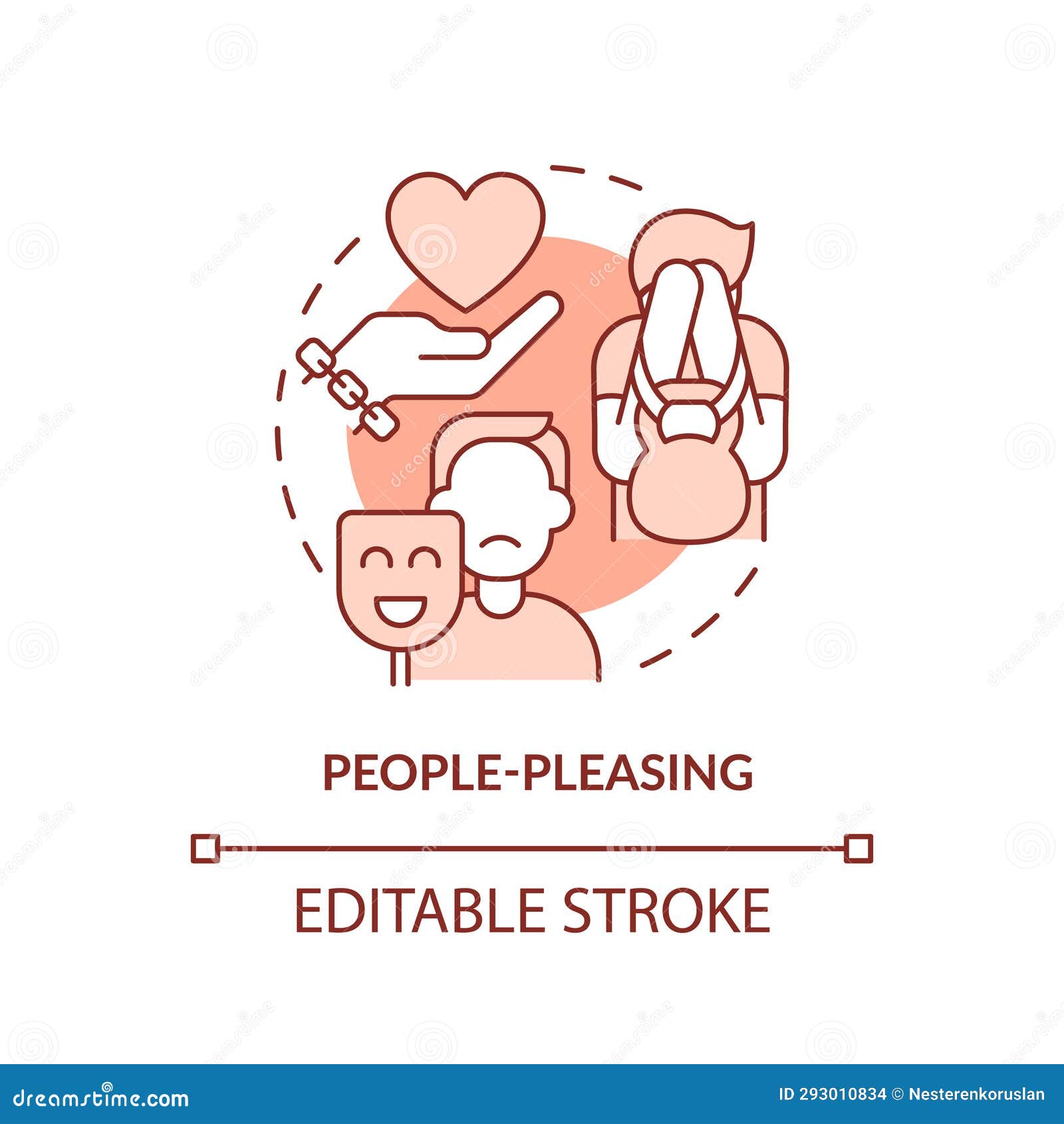 2D Red Linear Icon People Pleasing Concept Stock Illustration ...