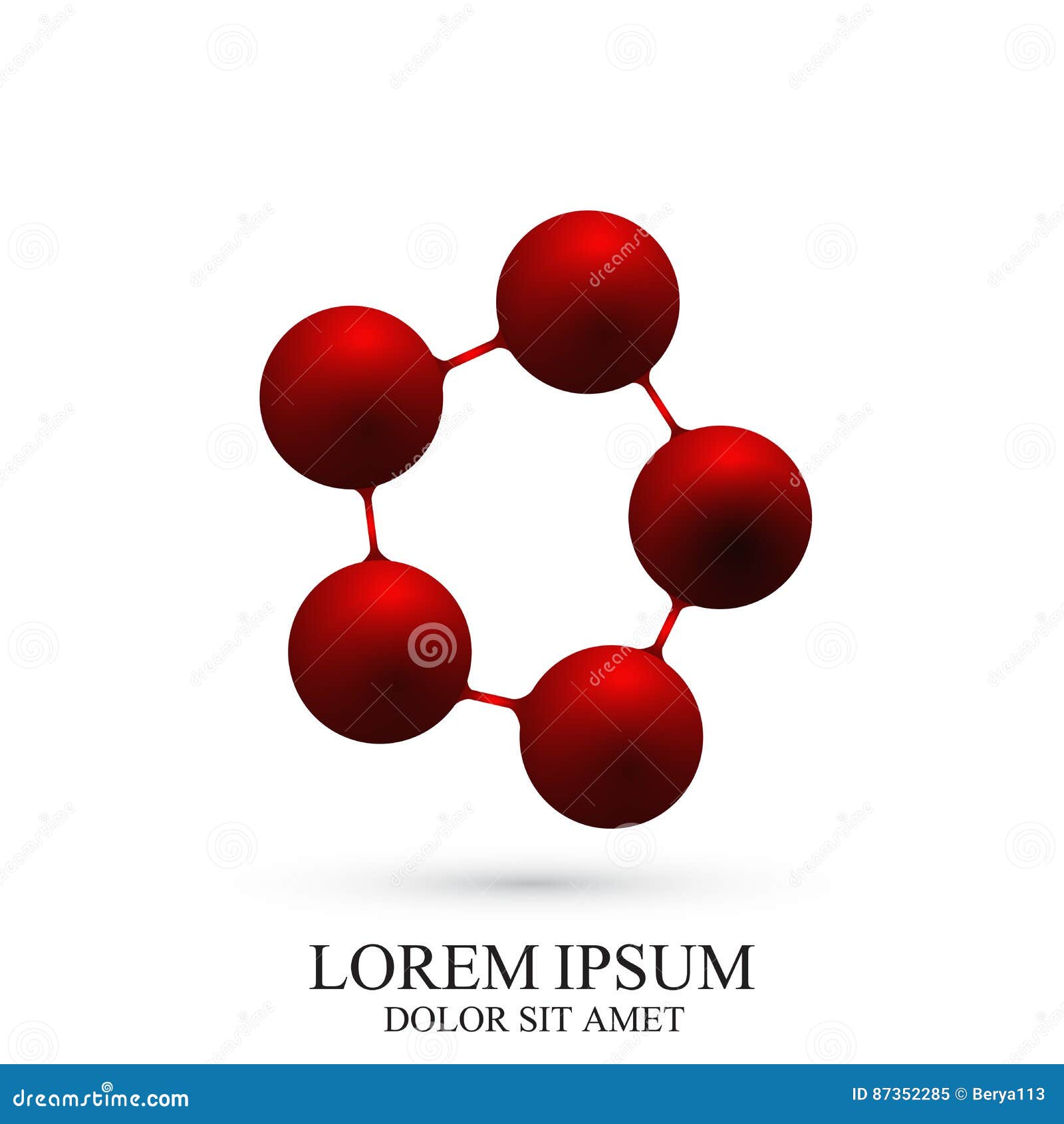 3D Red Logotype Icon Dna Molecule. Vector Template Logo for Medicine ...
