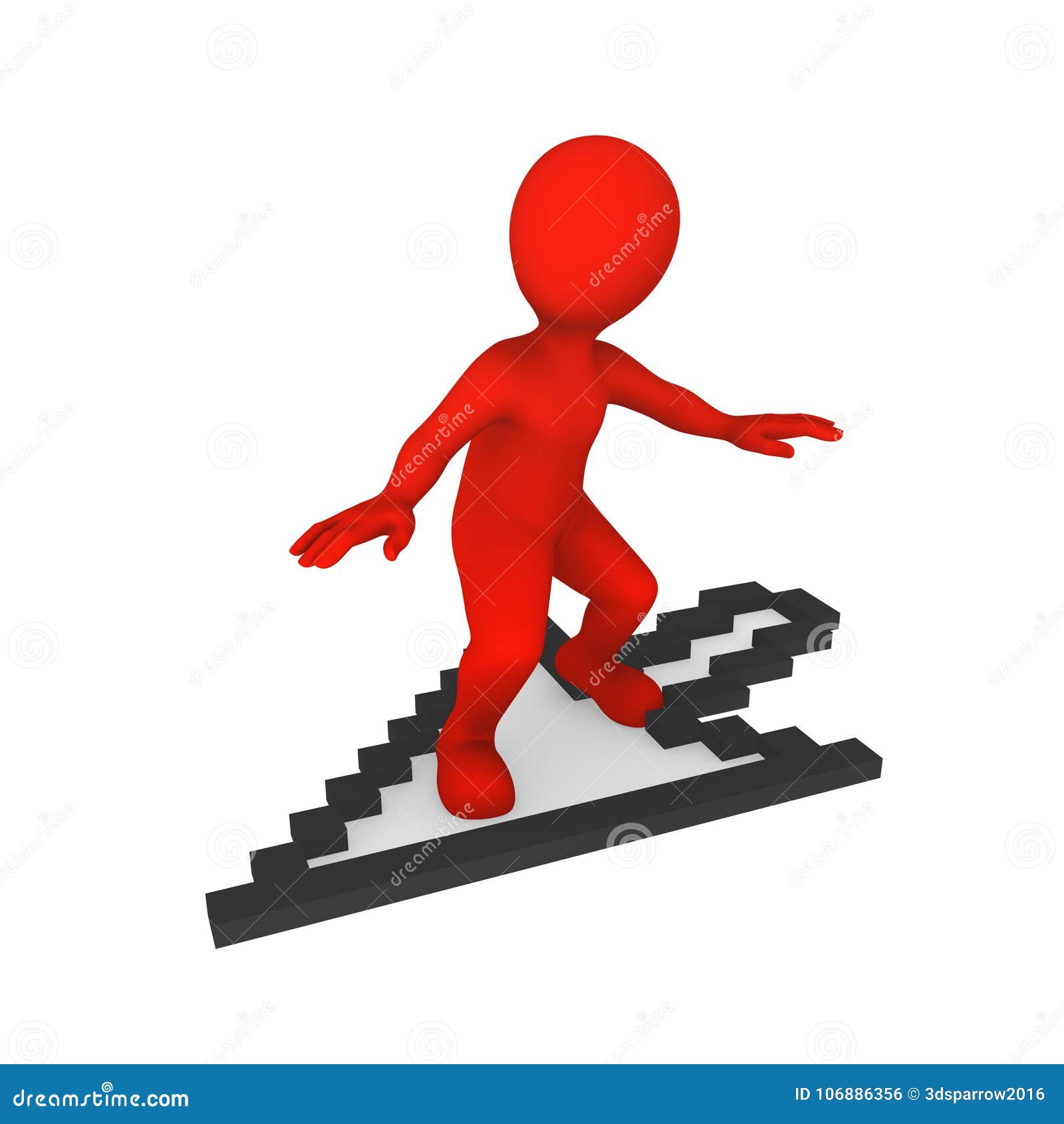 3d Red Man with Mouse Cursor. Stock Illustration - Illustration of ...