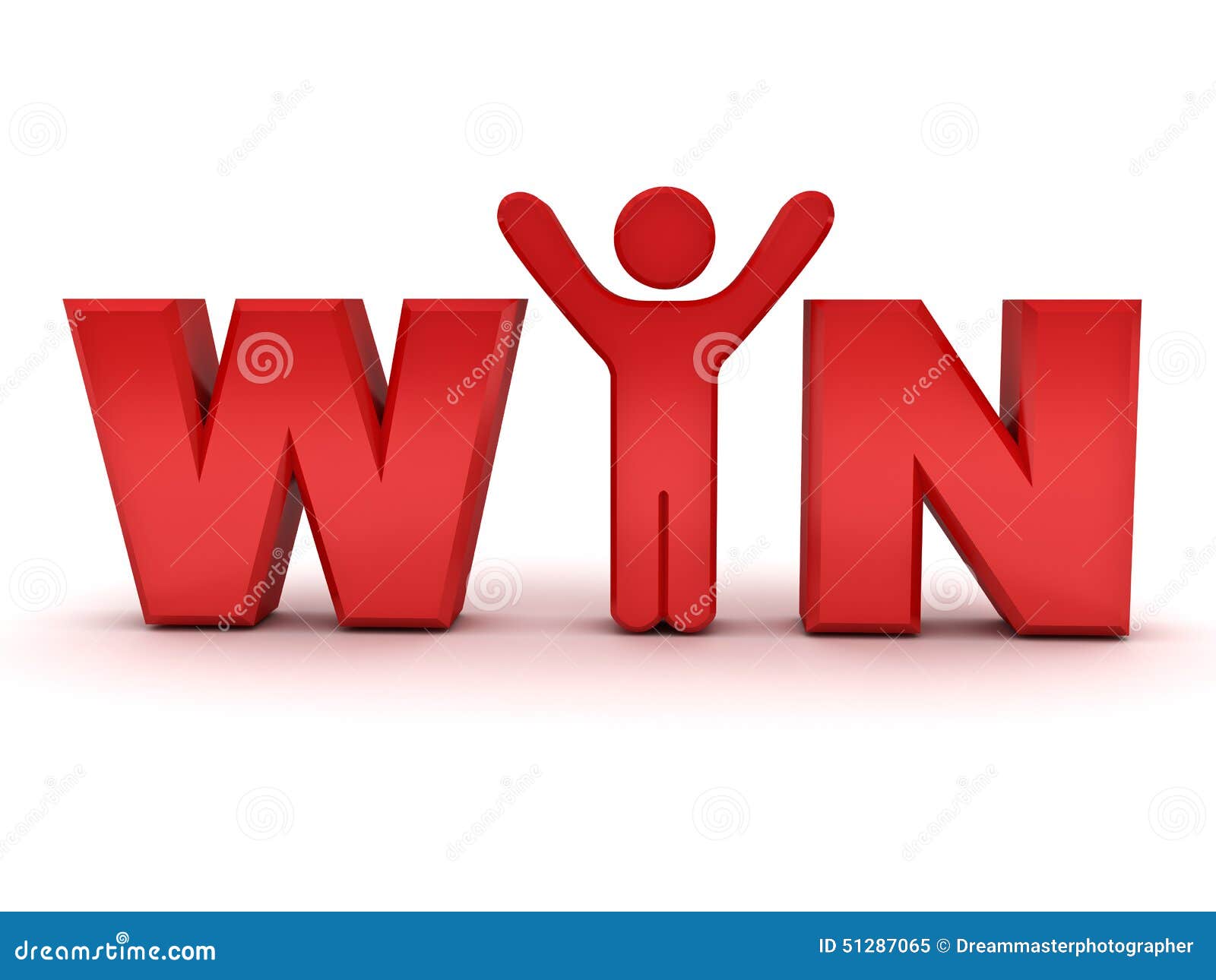 3d Red Man Standing with Win Text Concept Over White Stock Illustration ...