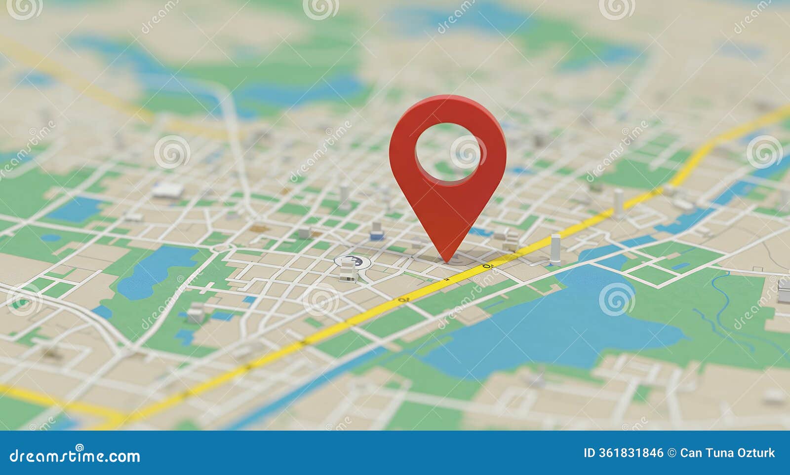 3D Red Map Pin Location Marker on City Map - GPS Navigation Concept ...