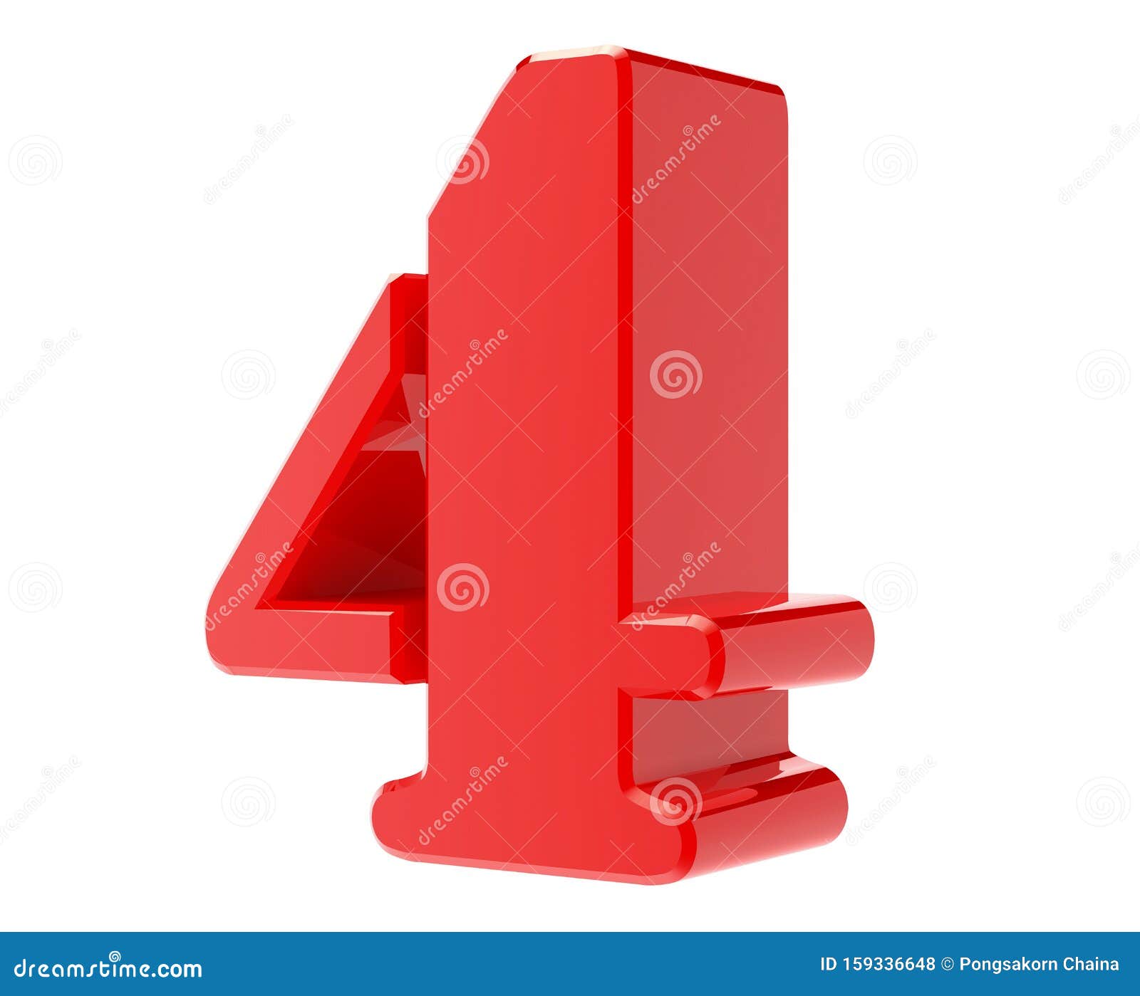 3d Red Number 4 EXPLANATION Word Isolated on White Background 3d ...