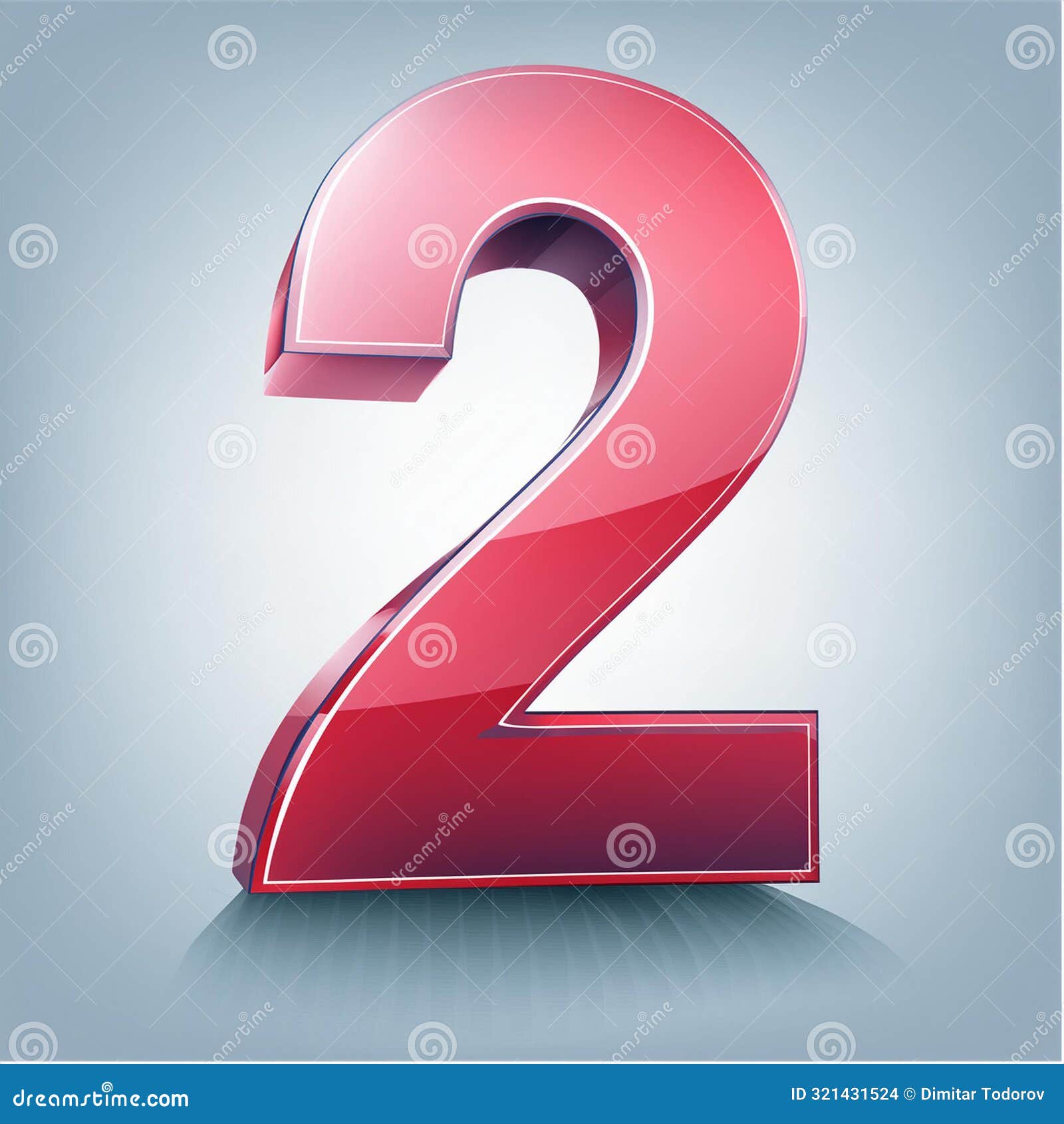 3D Red Number 2 on Grey Background Stock Illustration - Illustration of ...