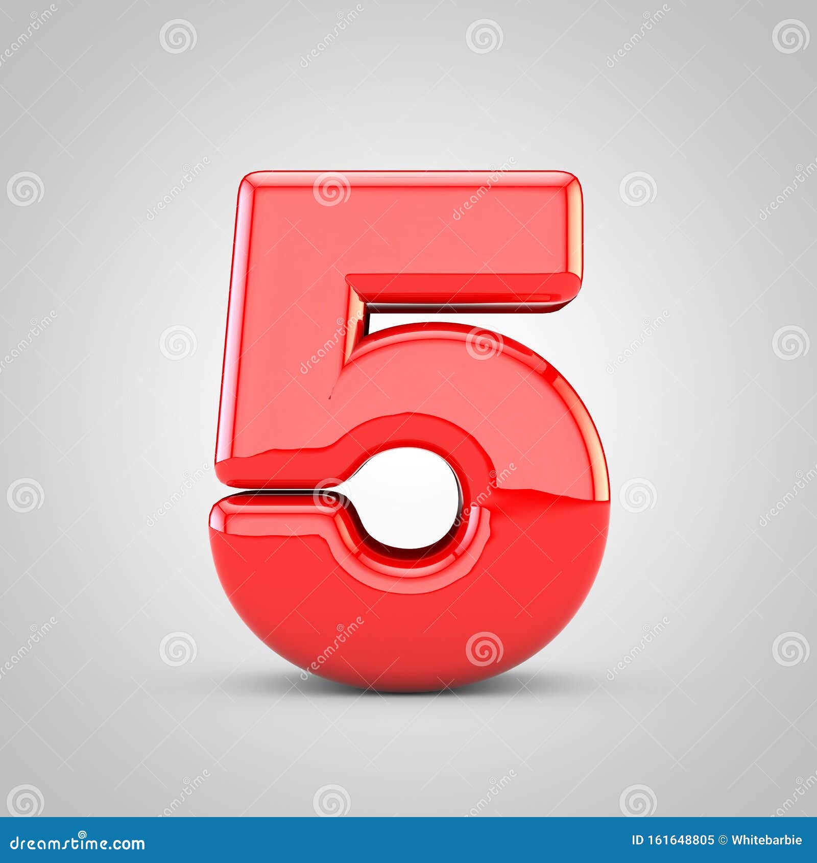 3D Red Number 5 Isolated White Background Stock Illustration ...