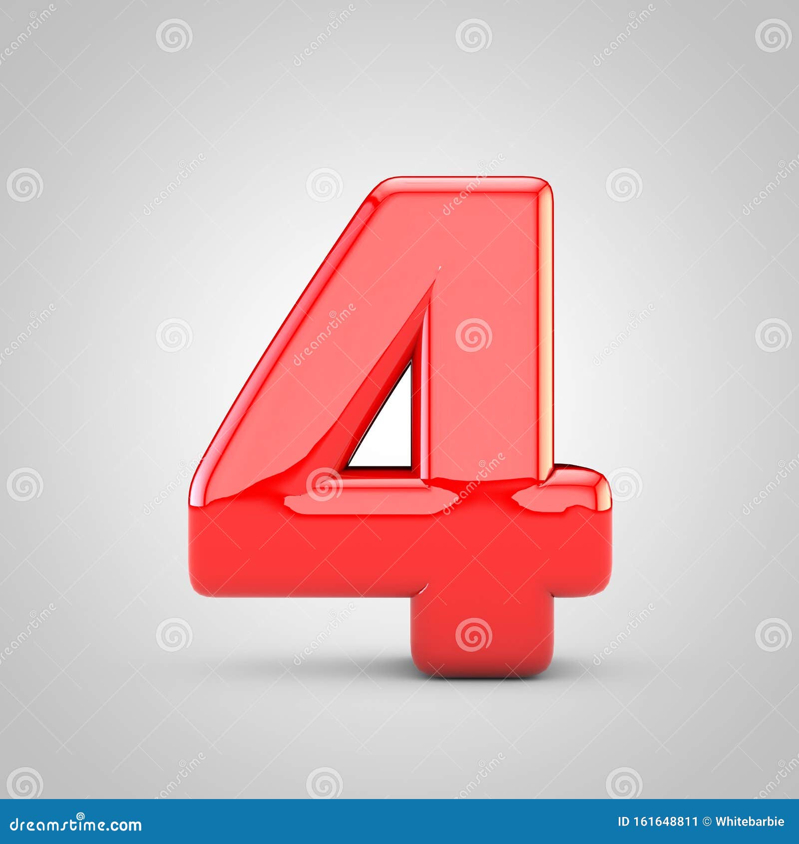 3D Red Number 4 Isolated White Background Stock Illustration ...