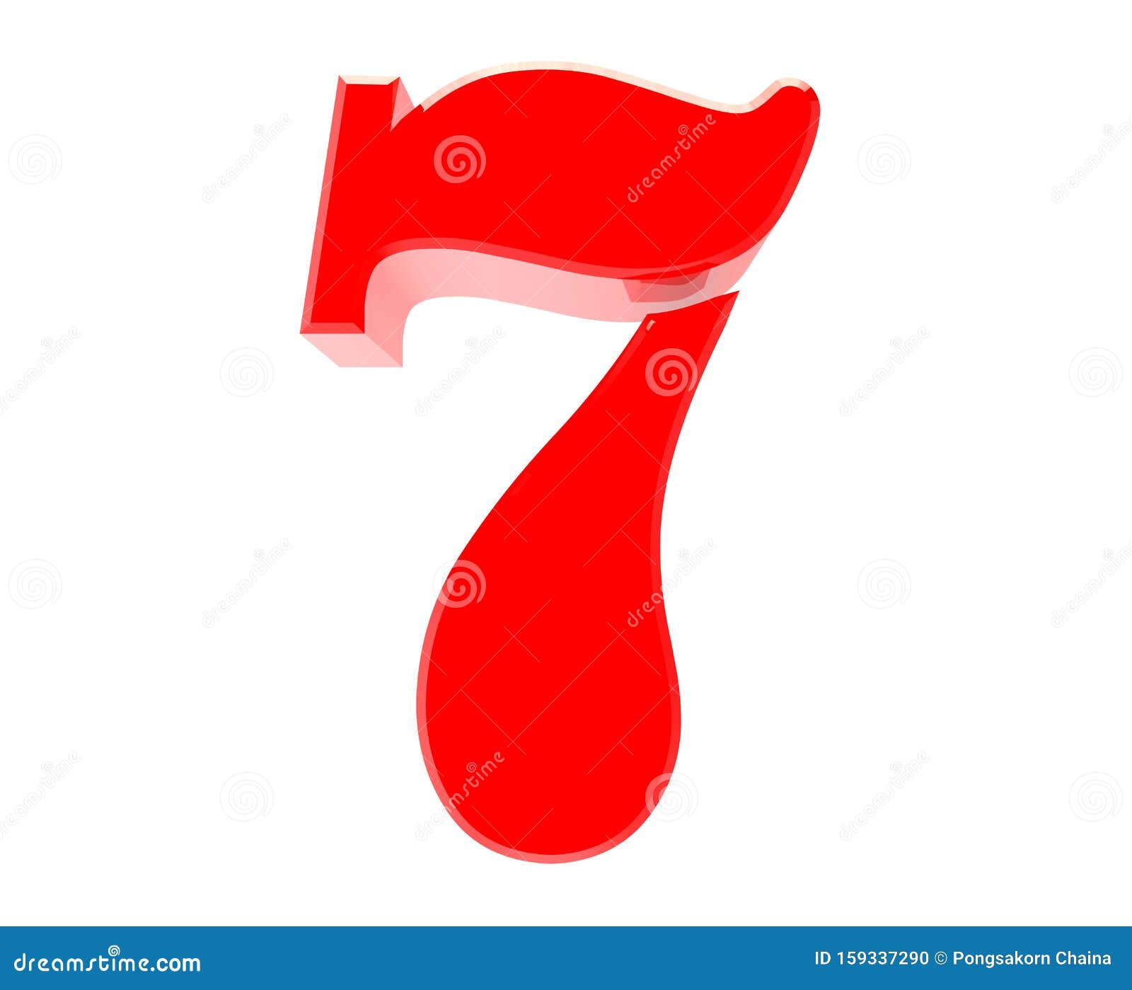 3d Red Number 7 on White Background 3d Rendering Stock Illustration ...