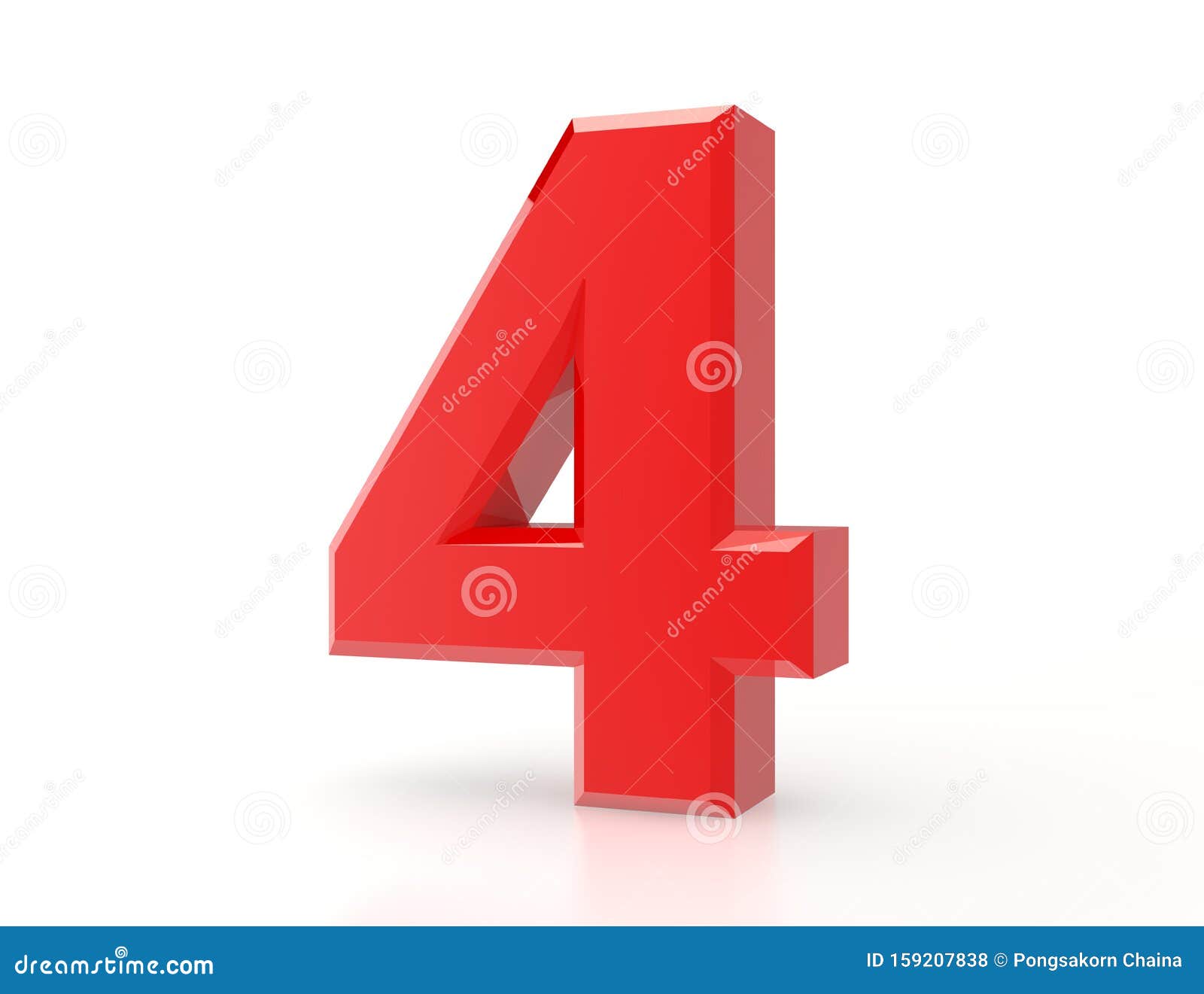 3d Red Number 4 Isolated on White Background Stock Illustration ...