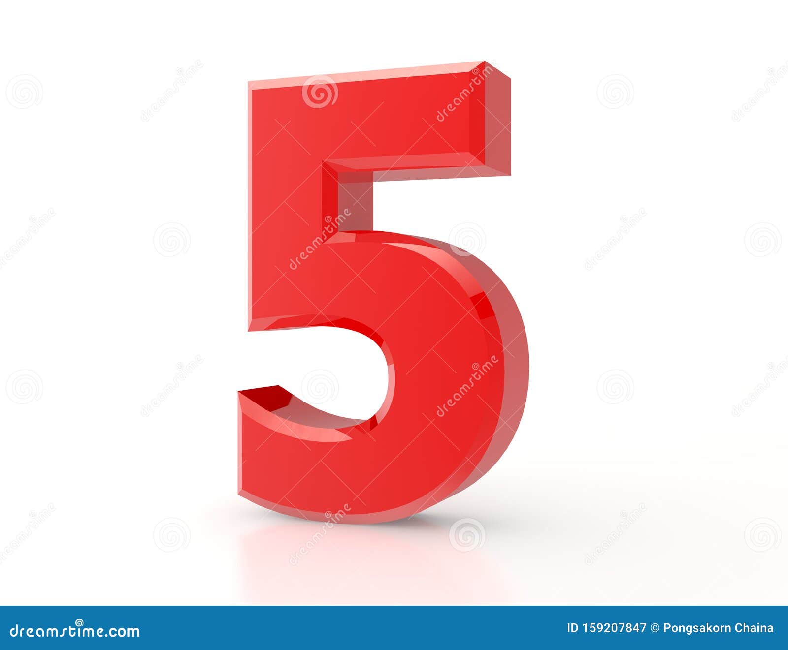 3d Red Number 5 Isolated on White Background Stock Illustration ...
