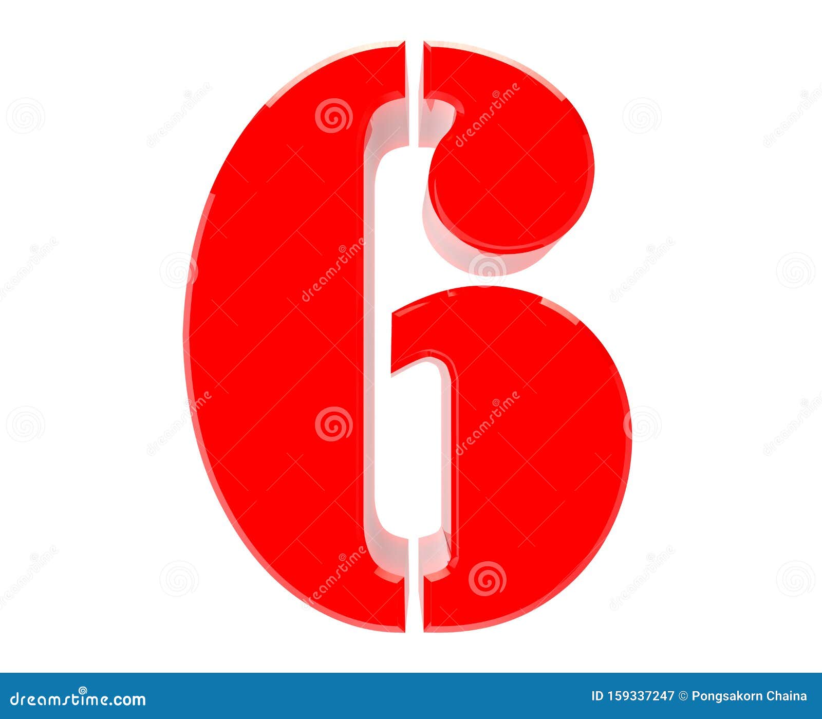 3d Red Number 6 on White Background 3d Rendering Stock Illustration ...