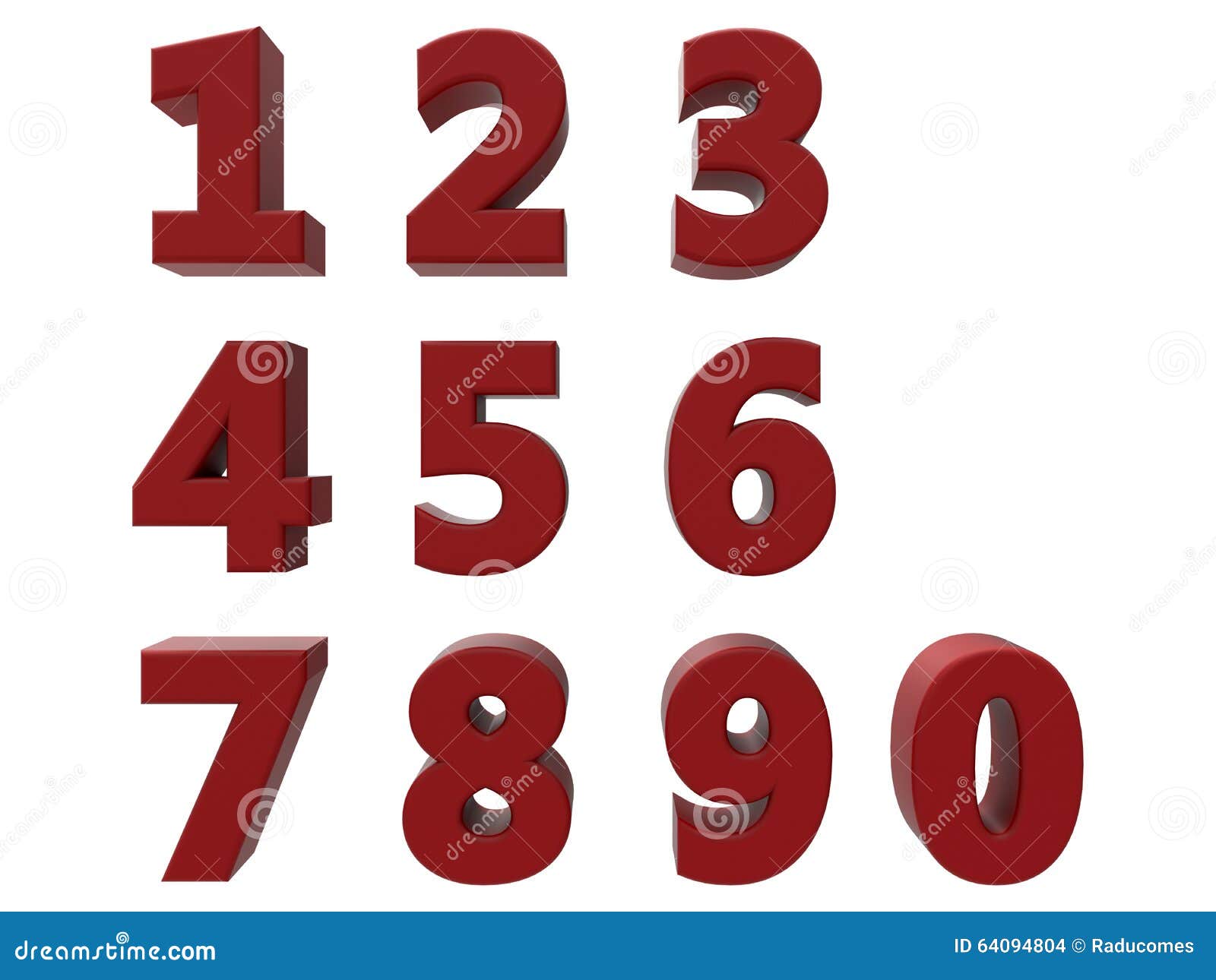 3D red numbers set stock illustration. Illustration of sign - 64094804