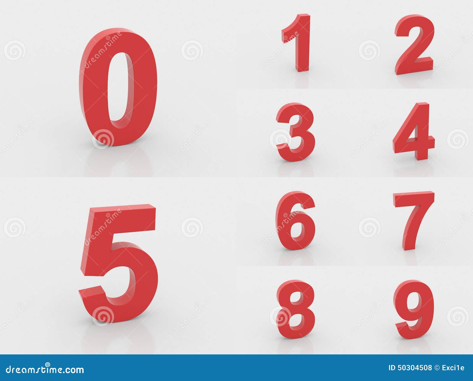 3d red numbers from 0 to 9 stock illustration. Illustration of graphic ...