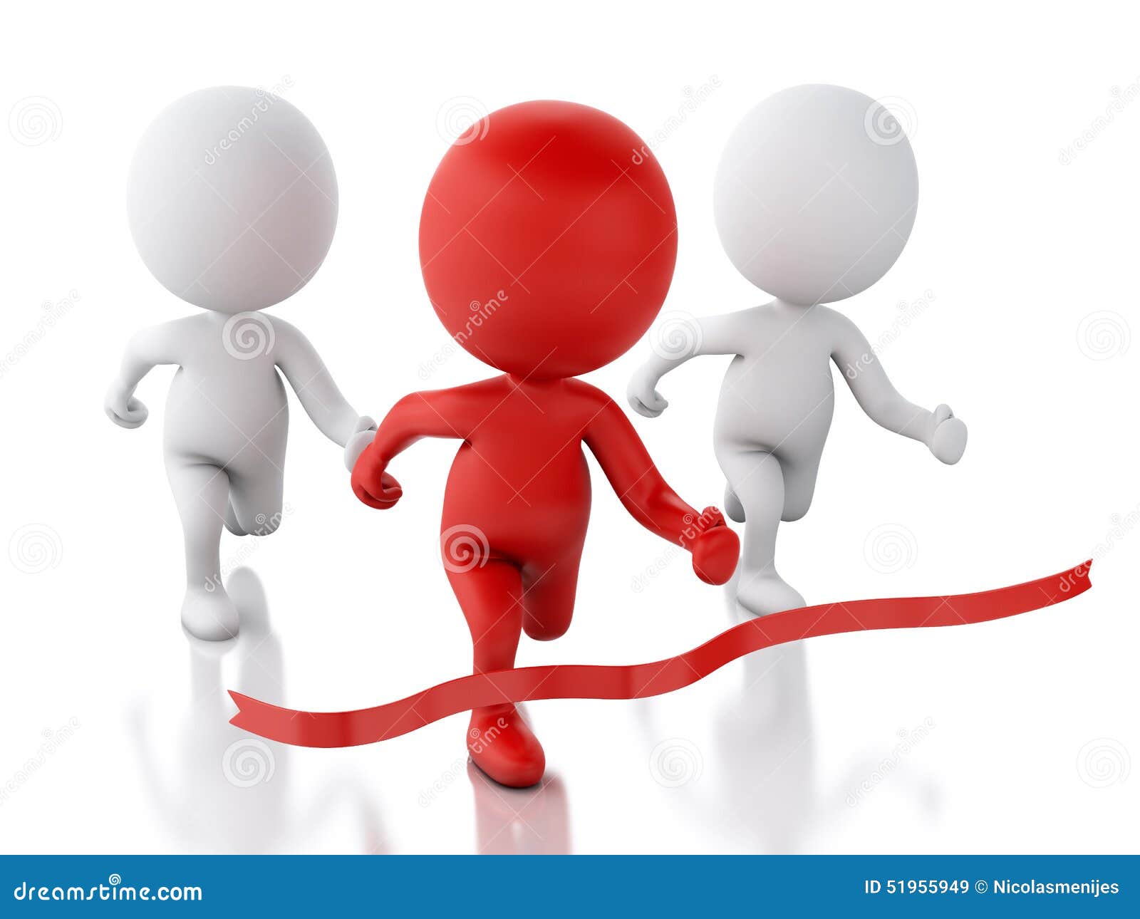 3d Red People Crossing the Finishing Line. Succes Concept Stock ...