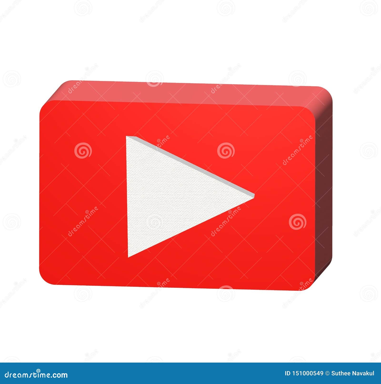 3D Red Play Button Icon On White Background. 3d Render Of Play Button ...