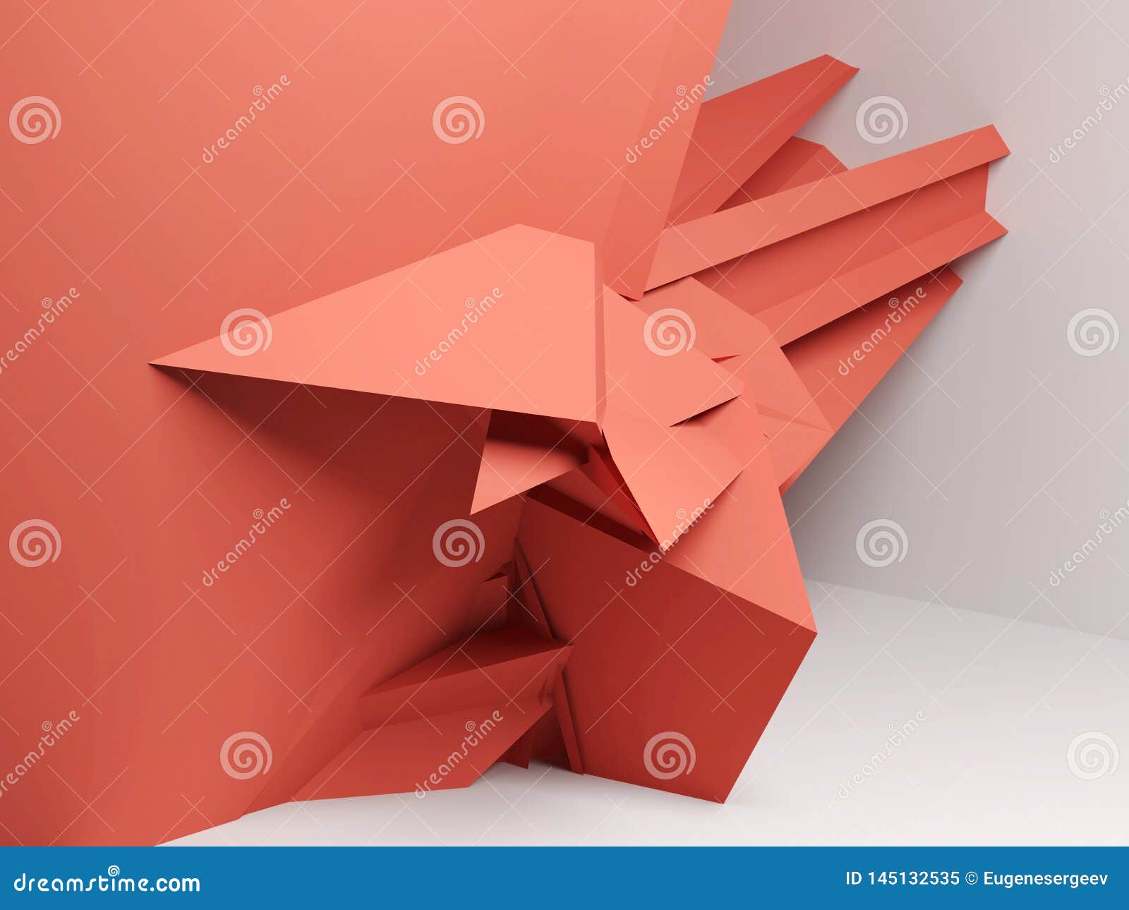 3d Red Polygonal Structure Over White Stock Image - Image of background ...