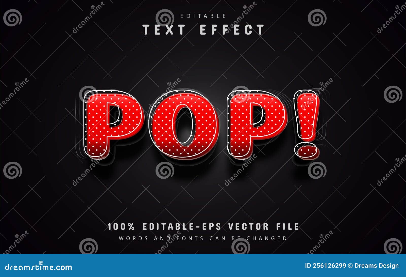 3d red pop art text effect stock vector. Illustration of effect - 256126299