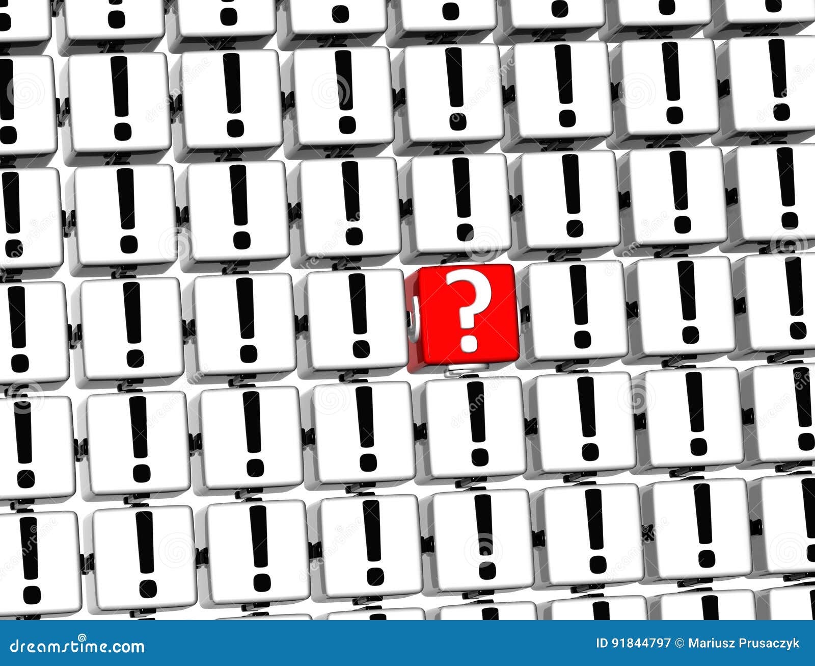 3D Red Question Mark Inside Exclamation Marks Blocks Stock Illustration ...