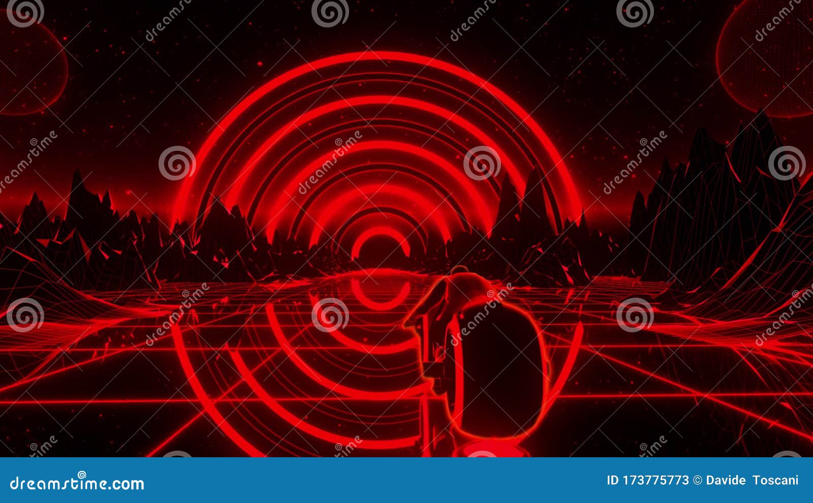 3D Red Retro Synthwave Tron Bike VJ Loop Motion Background Stock Video ...