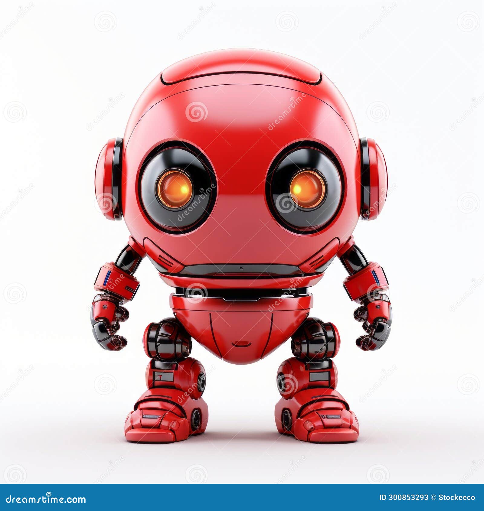Red Robot On White Background: A Shiny And Precise Babycore Artwork ...