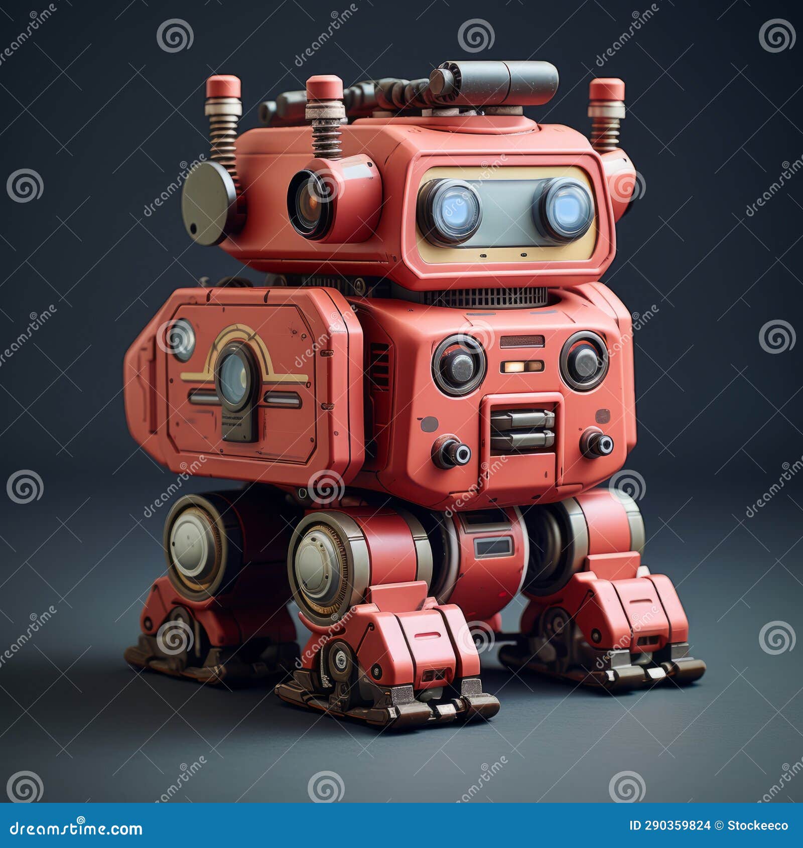 Robot, Realistic White Robot On Wheels. Stock Illustration ...