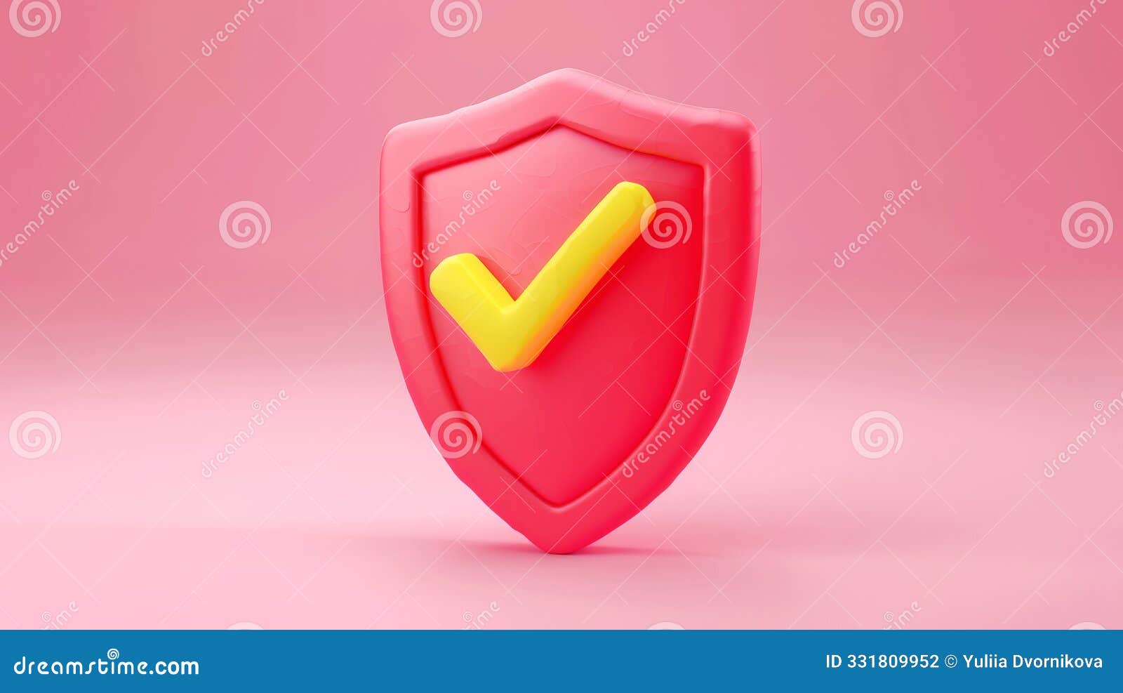 3D Red Shield with a Yellow Check Mark, Digital Concept. Protection and ...