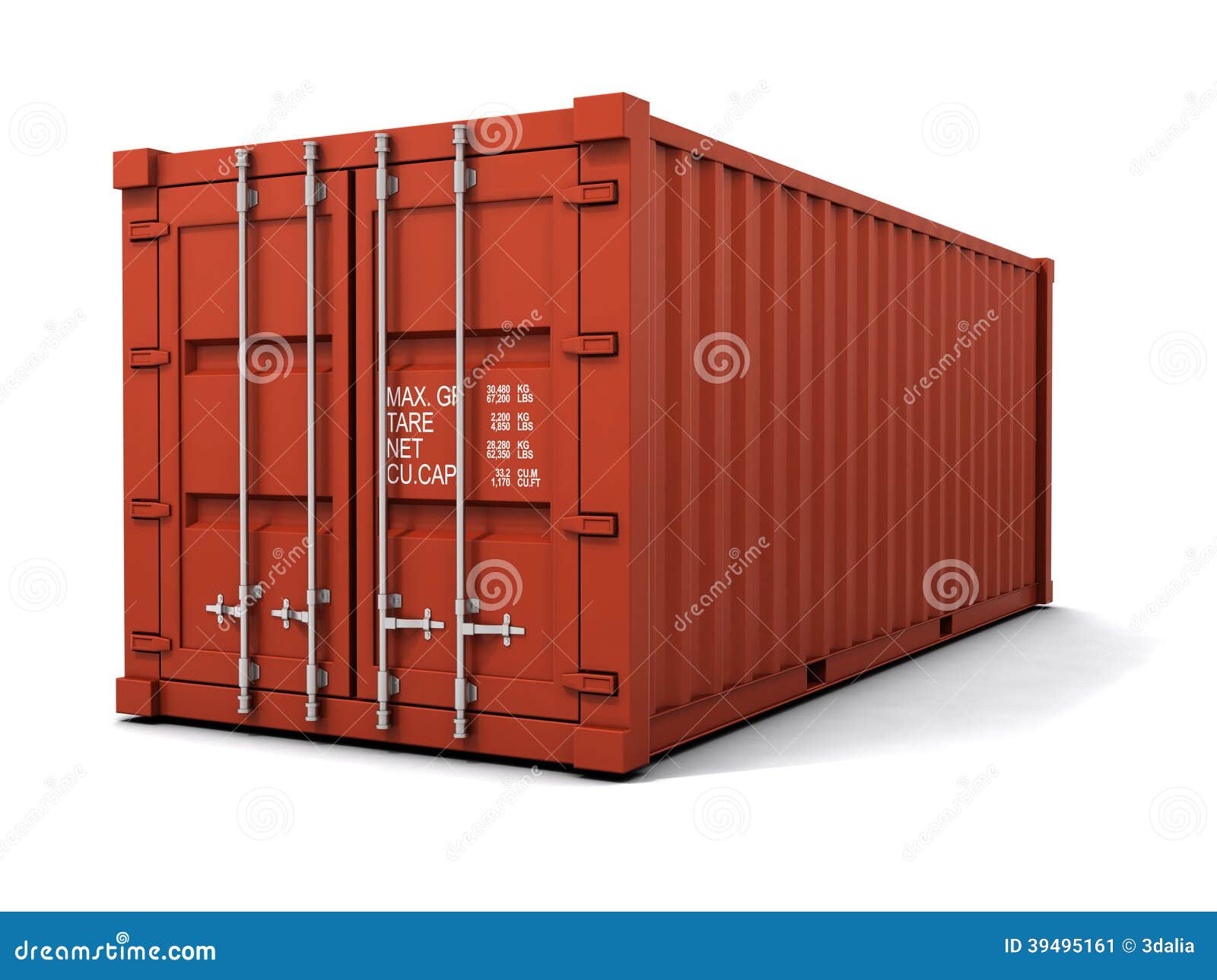 3d Red shipping container stock illustration. Illustration of port ...