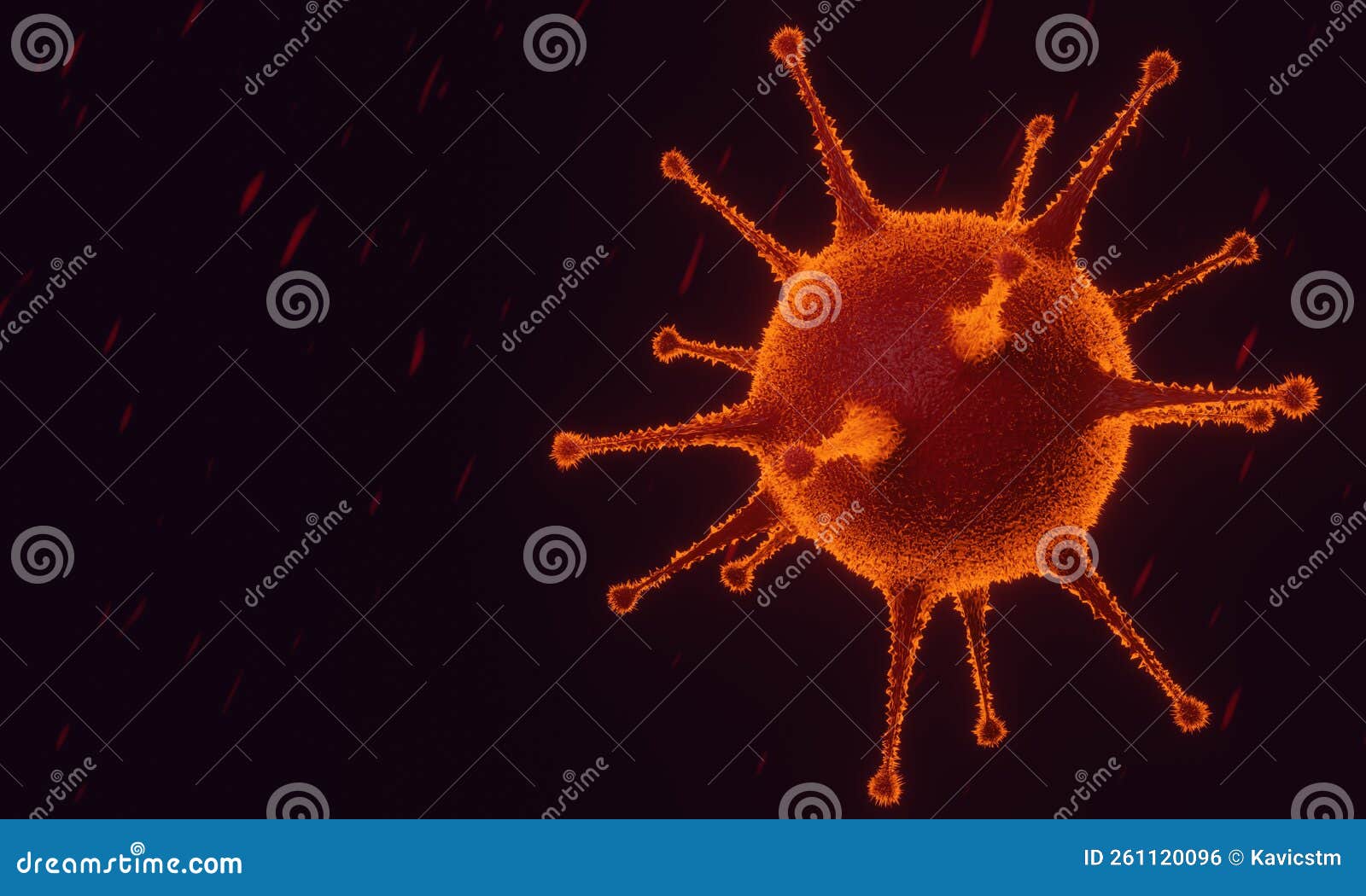 3D red spiked virus stock illustration. Illustration of microbiology ...