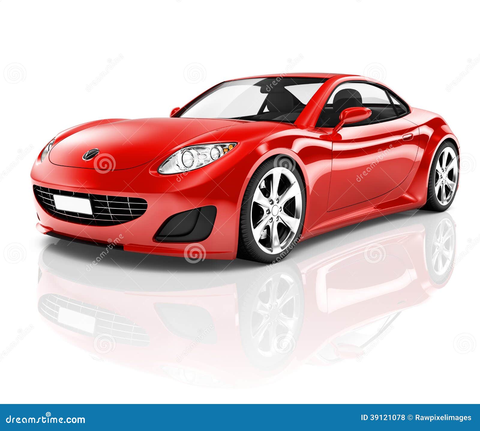 3D Red Sport Car on White Background Stock Illustration - Illustration ...