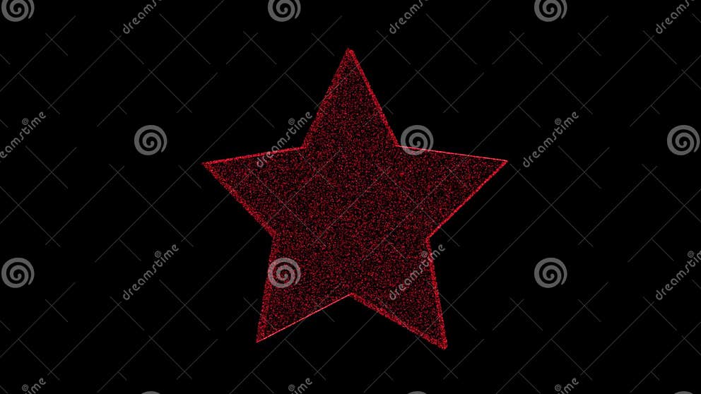 3D Red Star on Black Background. Object Consisting of Flickering ...