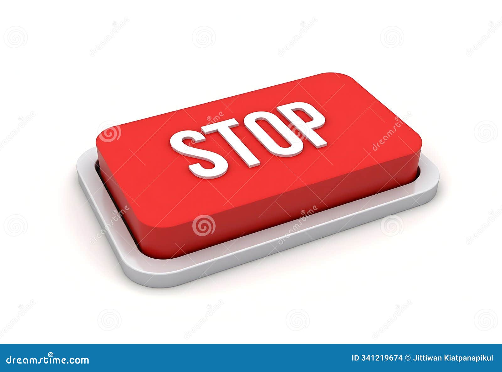 3d Red "STOP" Rectangular Button Icon Isolated on White Background ...