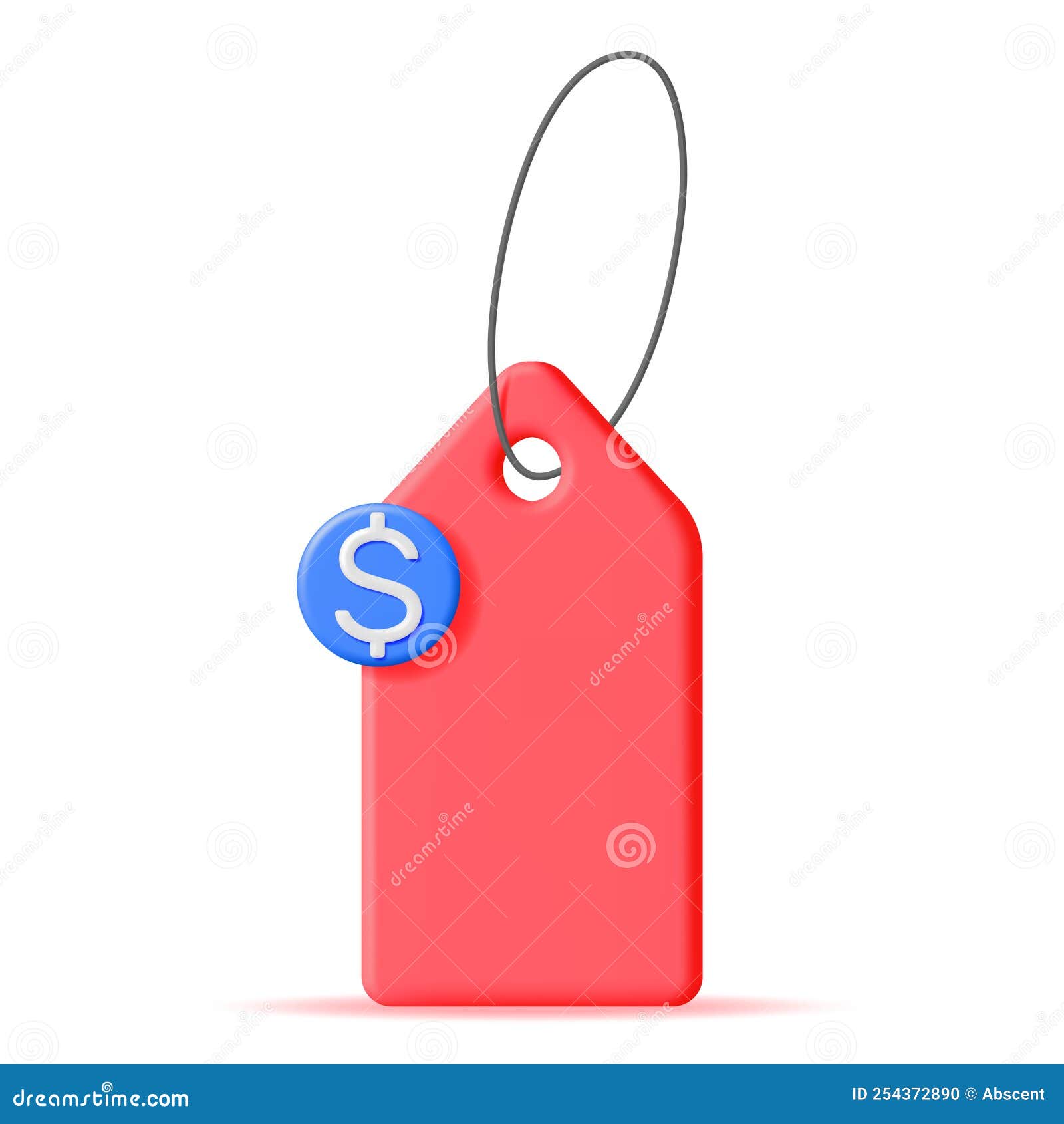 3D Red Tag with String and Dollar Sign Isolated Stock Vector ...