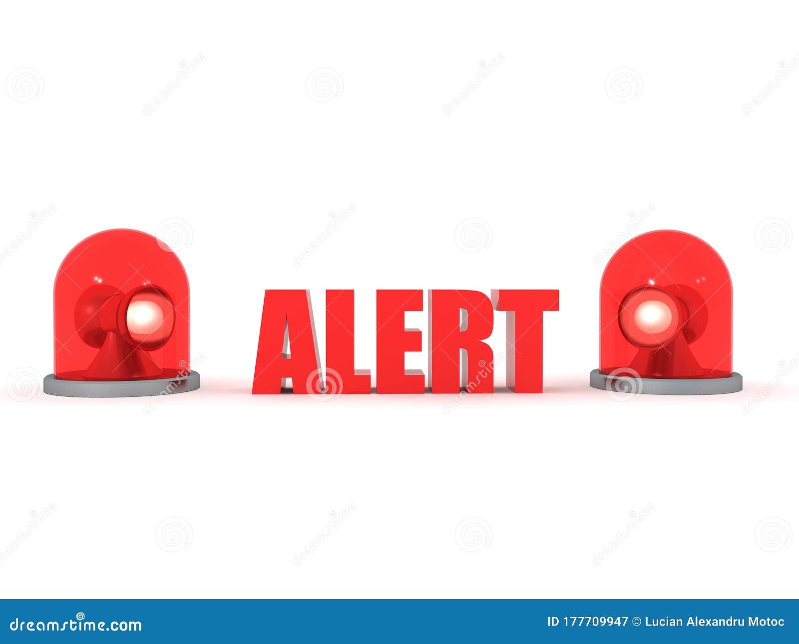 3D Red Text Saying Alert with Emergency Lights Around Stock ...