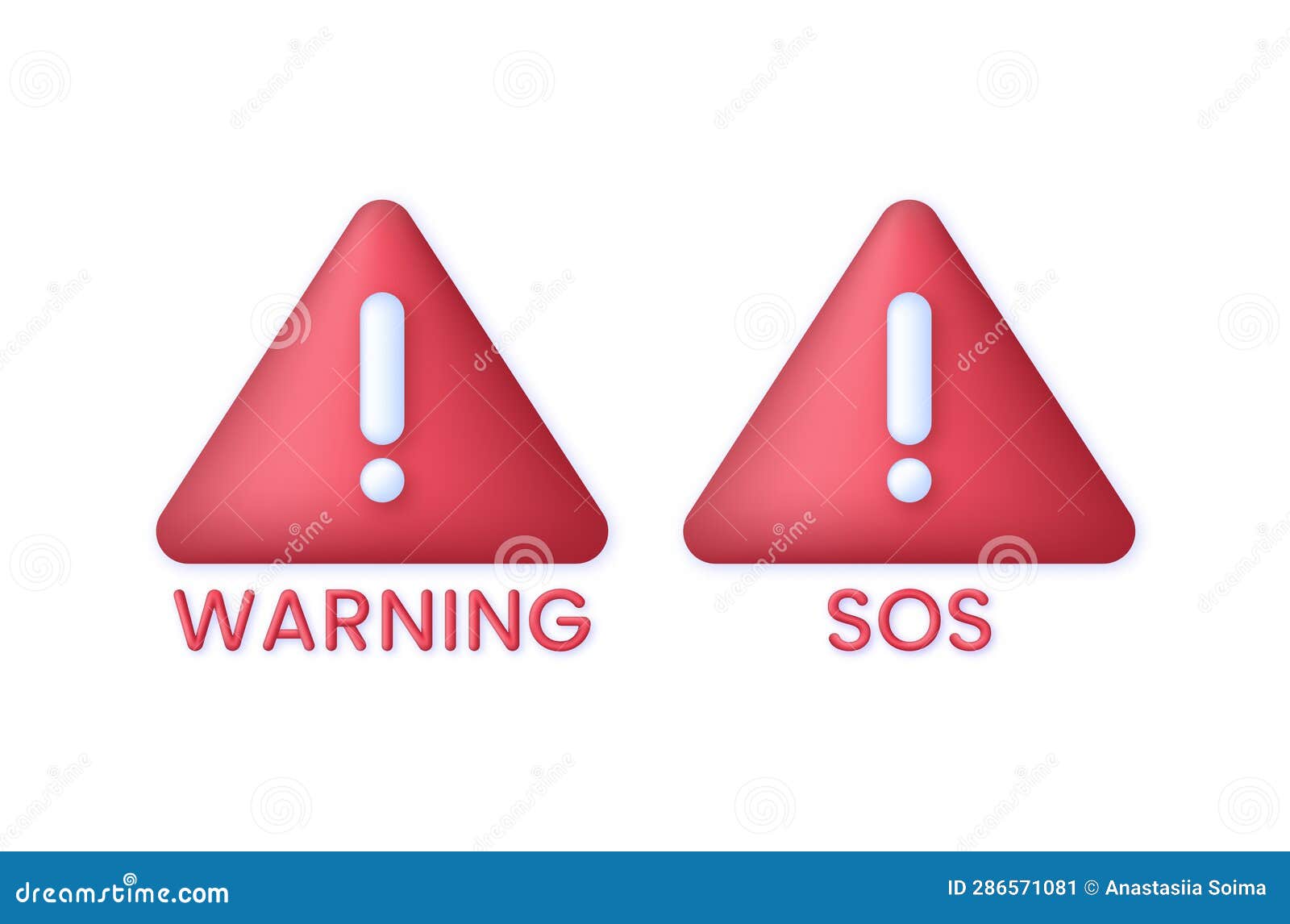 3D Red Warning Sign. Attention and SOS Concept Stock Illustration ...