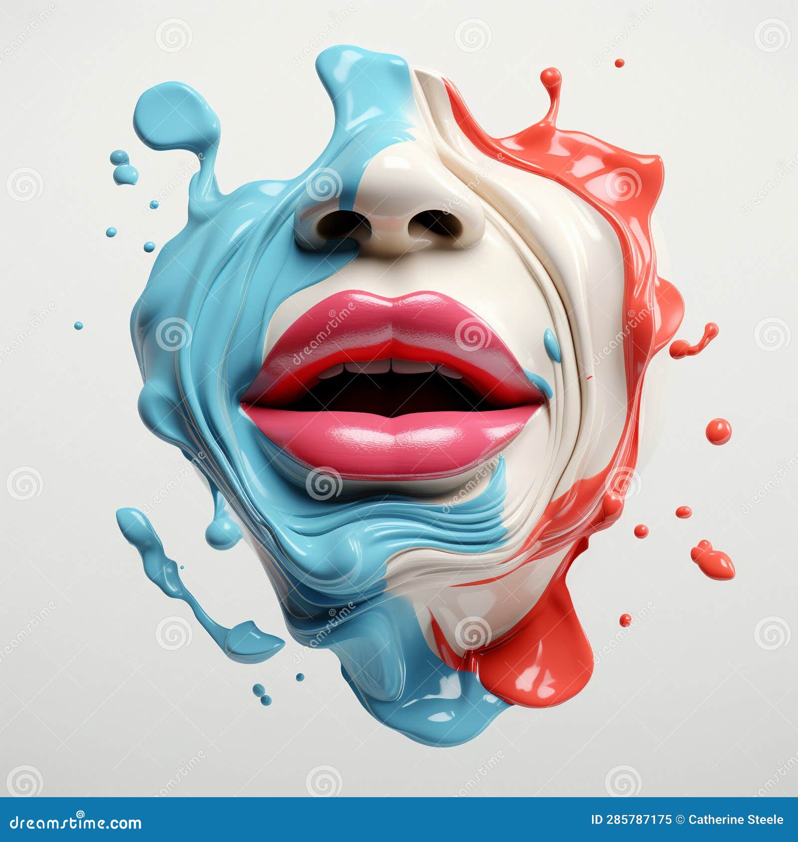 3D red white and blue face stock illustration. Illustration of form ...